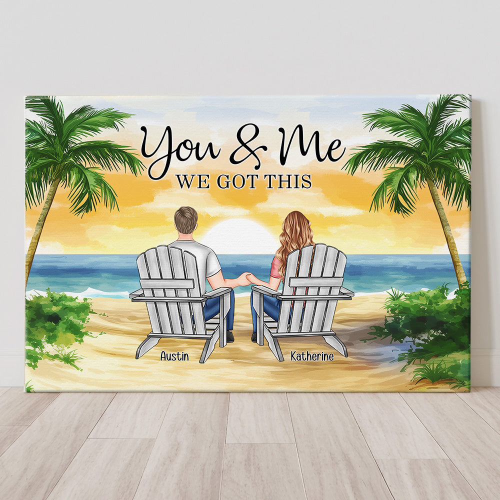 Beach Scene Palm Trees You & Me We Got This - Personalized Wrapped Canvas – Macorner