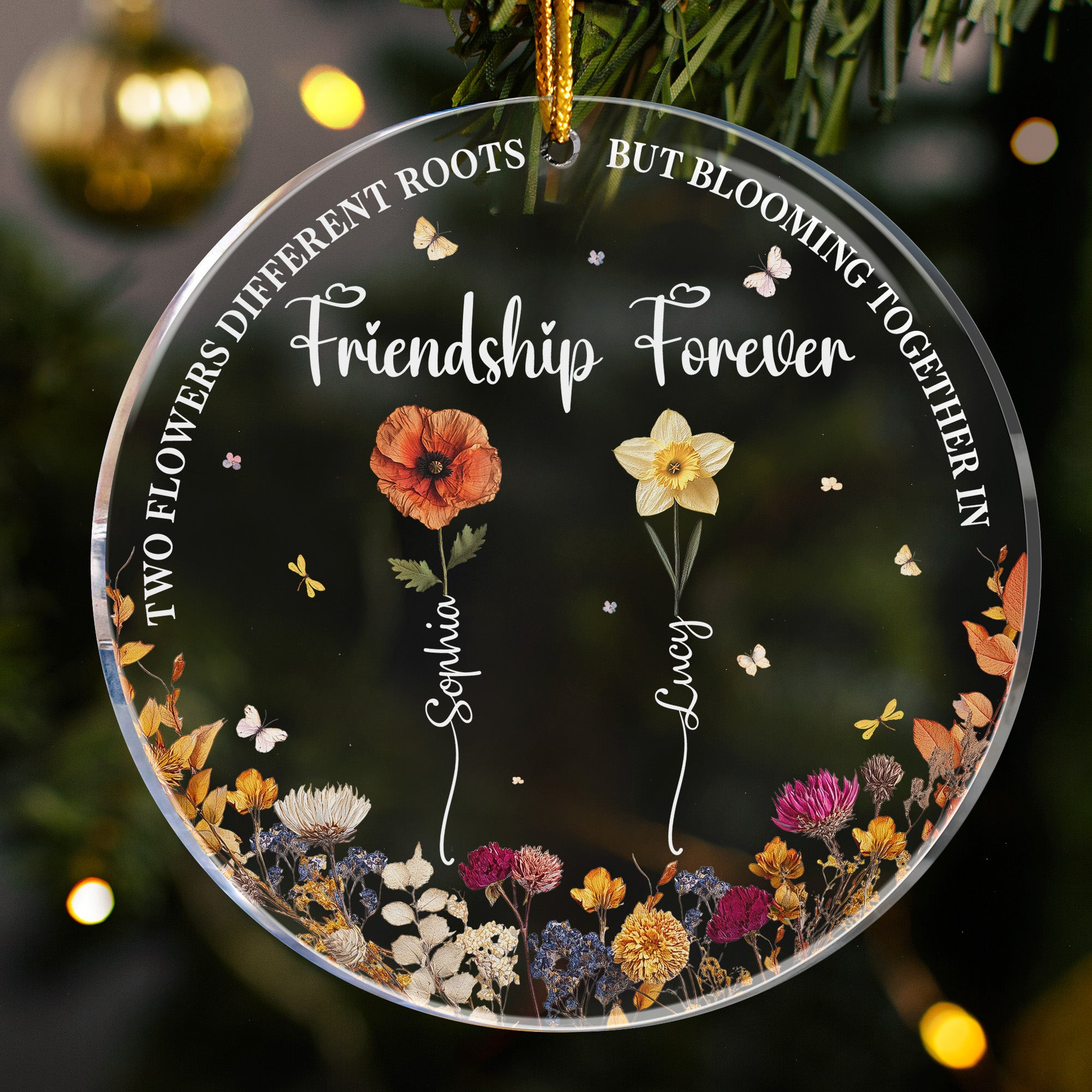 Flowers Blooming Together In Friendship Forever Dried Flower Printed ...