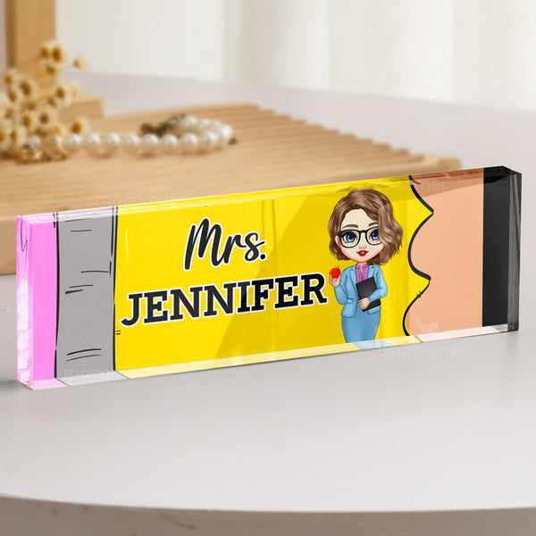 Teacher Desk Name Plate With Pencil Pattern - Personalized Name Plate ...