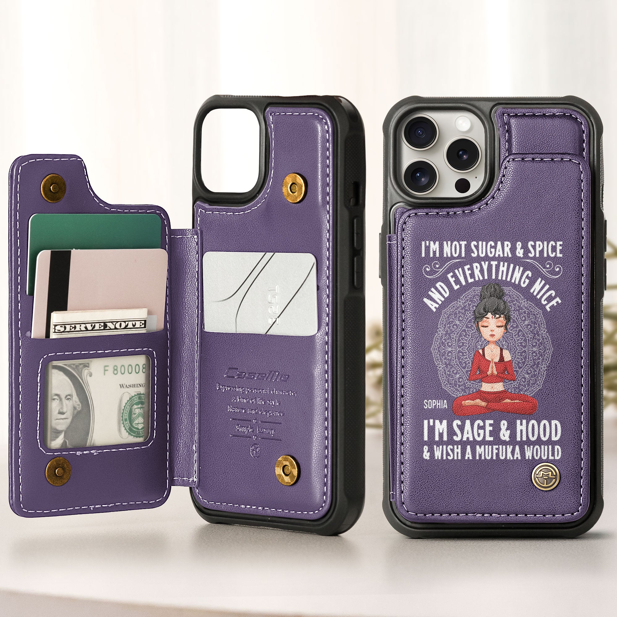 Wish A Mufuka Would - Personalized Leather Flip Wallet Phone Case – Macorner