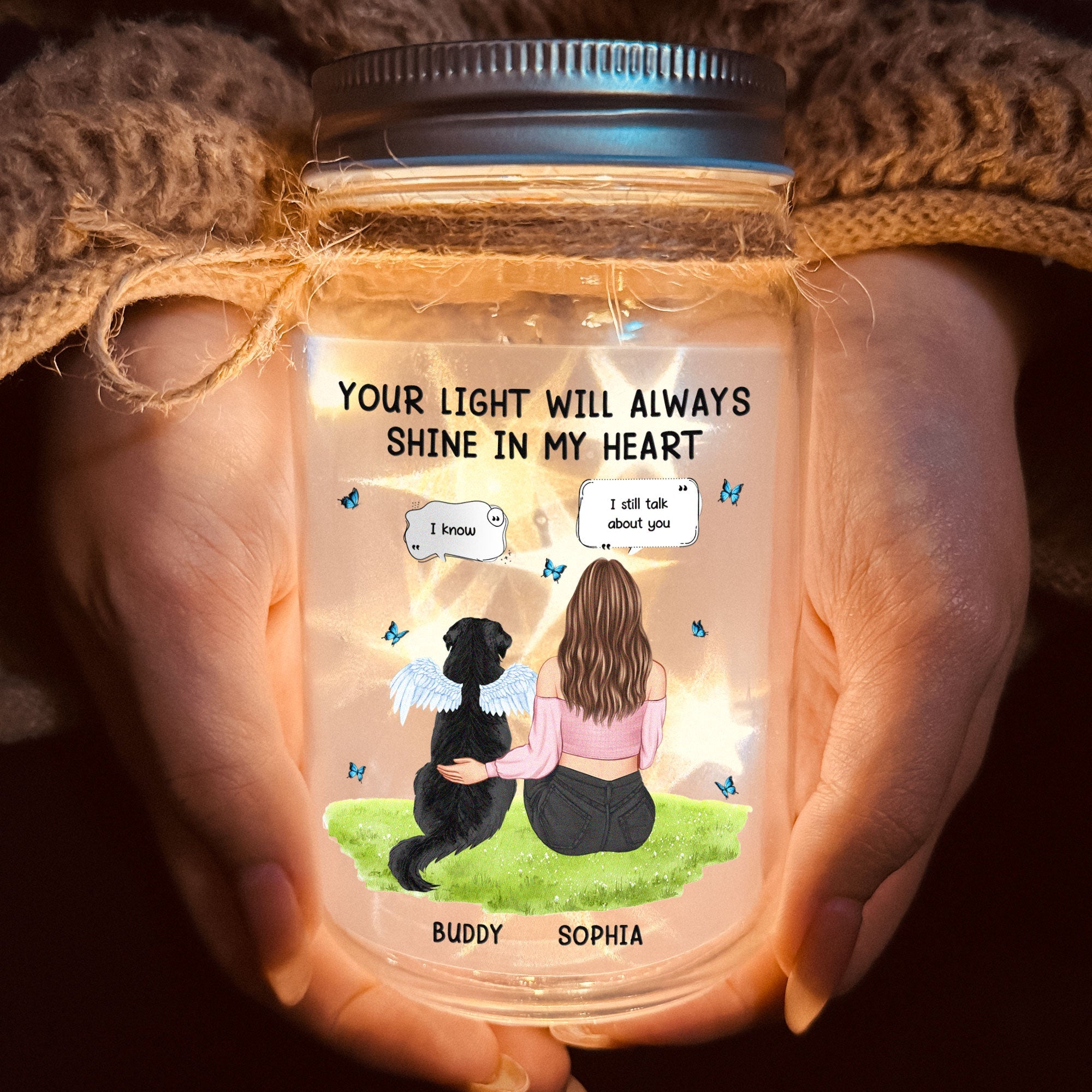 Your Light Will Always Shine In My Heart - Personalized Mason Jar Ligh ...