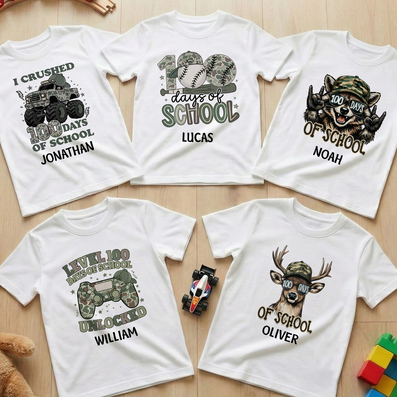 100 Days Of School Camo Style Gift For Kid - Personalized Shirt – Macorner