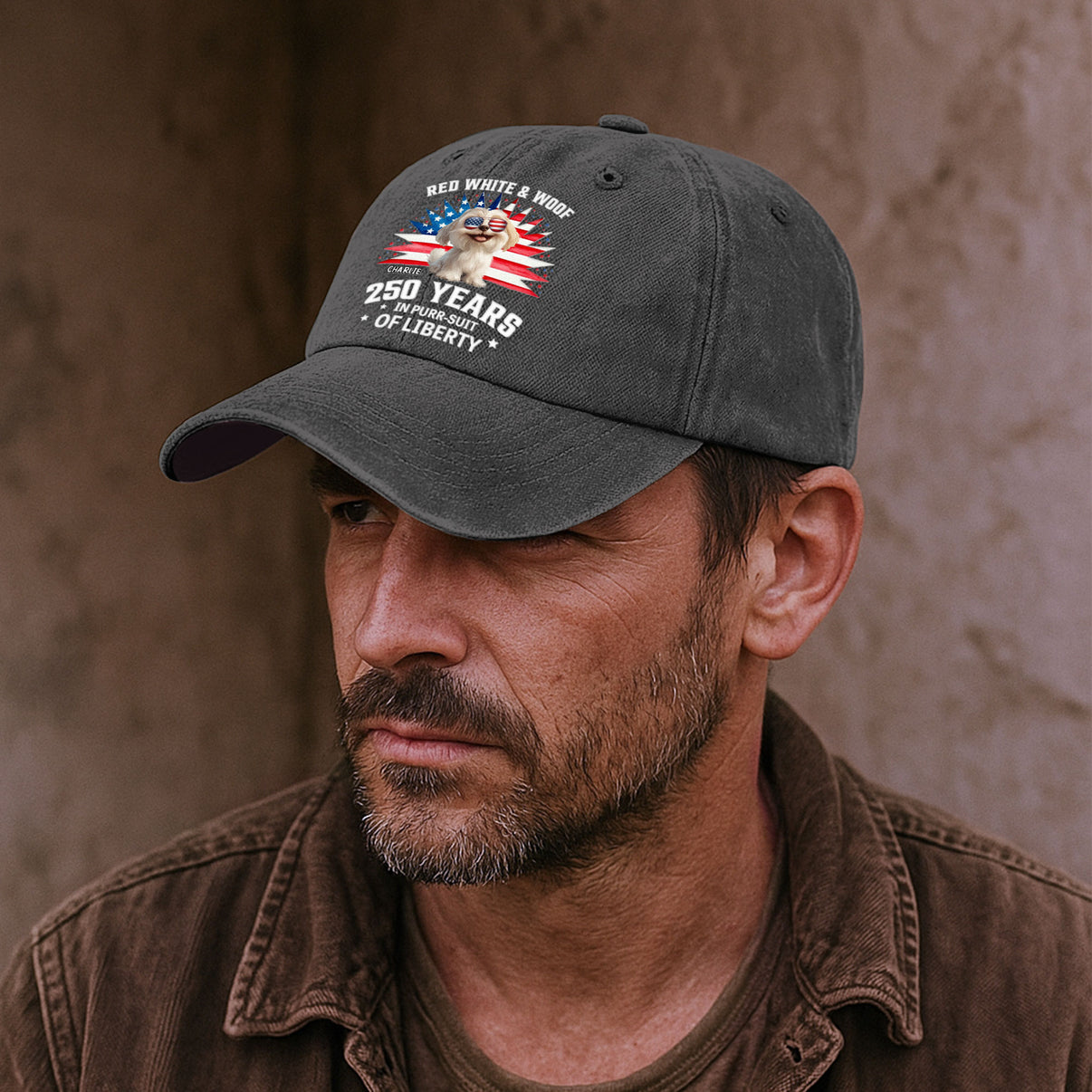 250 Years In Purr-Suit Of Liberty - Personalized Distressed Denim Cap ...