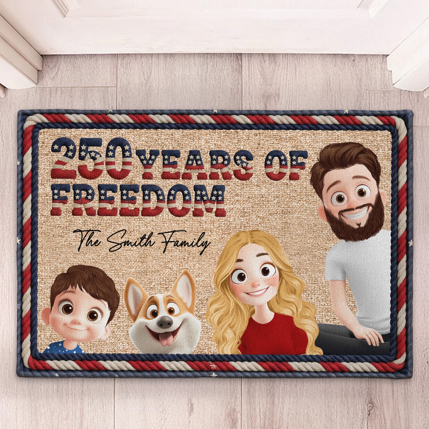 250 Years Of Freedom 3D Family Version Faux Yarn Pattern - Personalized ...