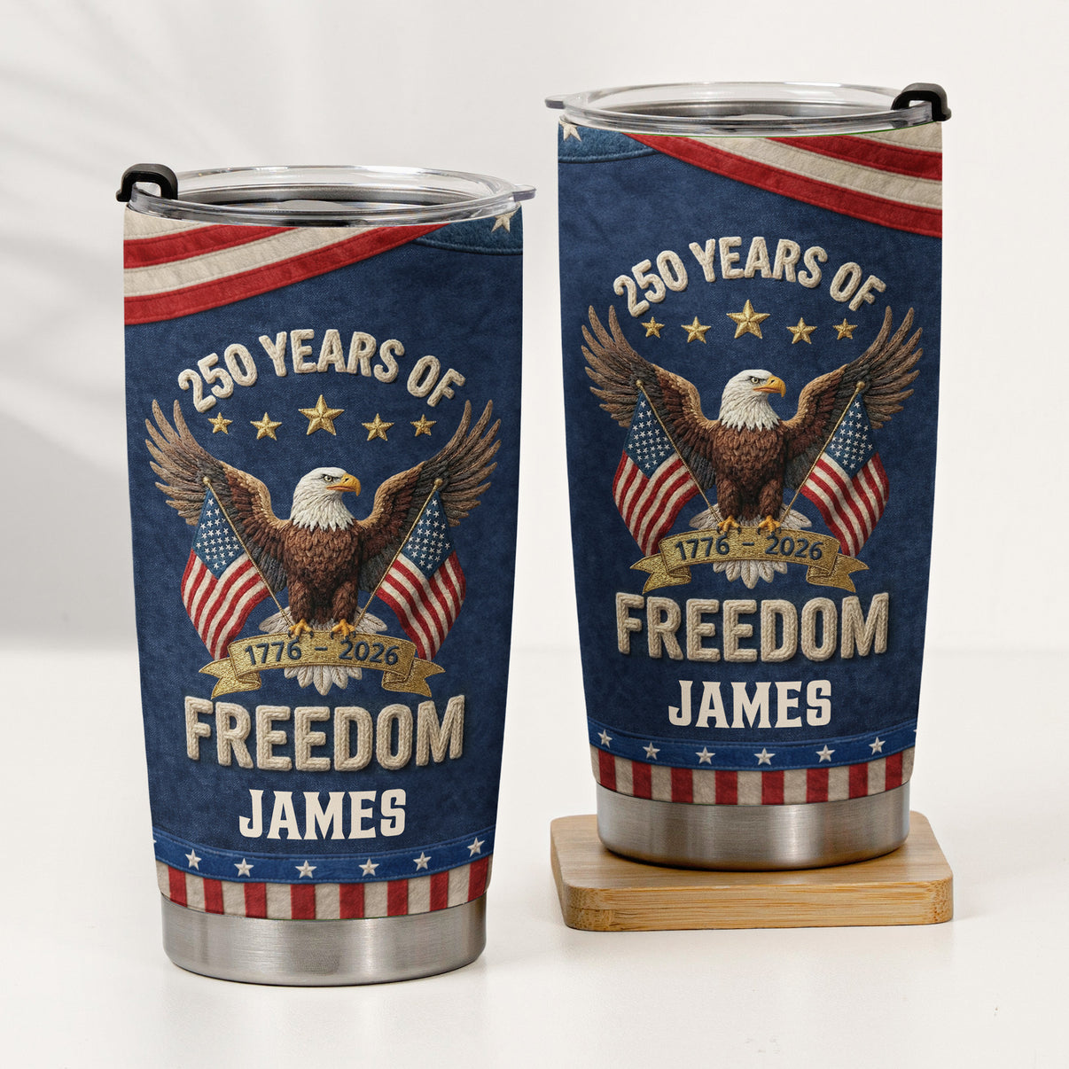 250Th Anniversary USA Patriotic Faux Pattern - Personalized Tumbler Cup ...