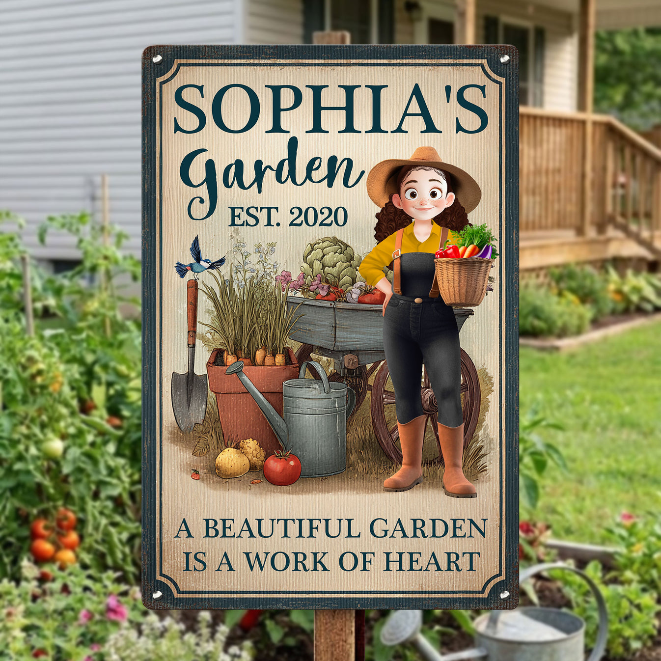 A Beautiful Garden Is A Work Of Heart - Personalized Metal Sign – Macorner
