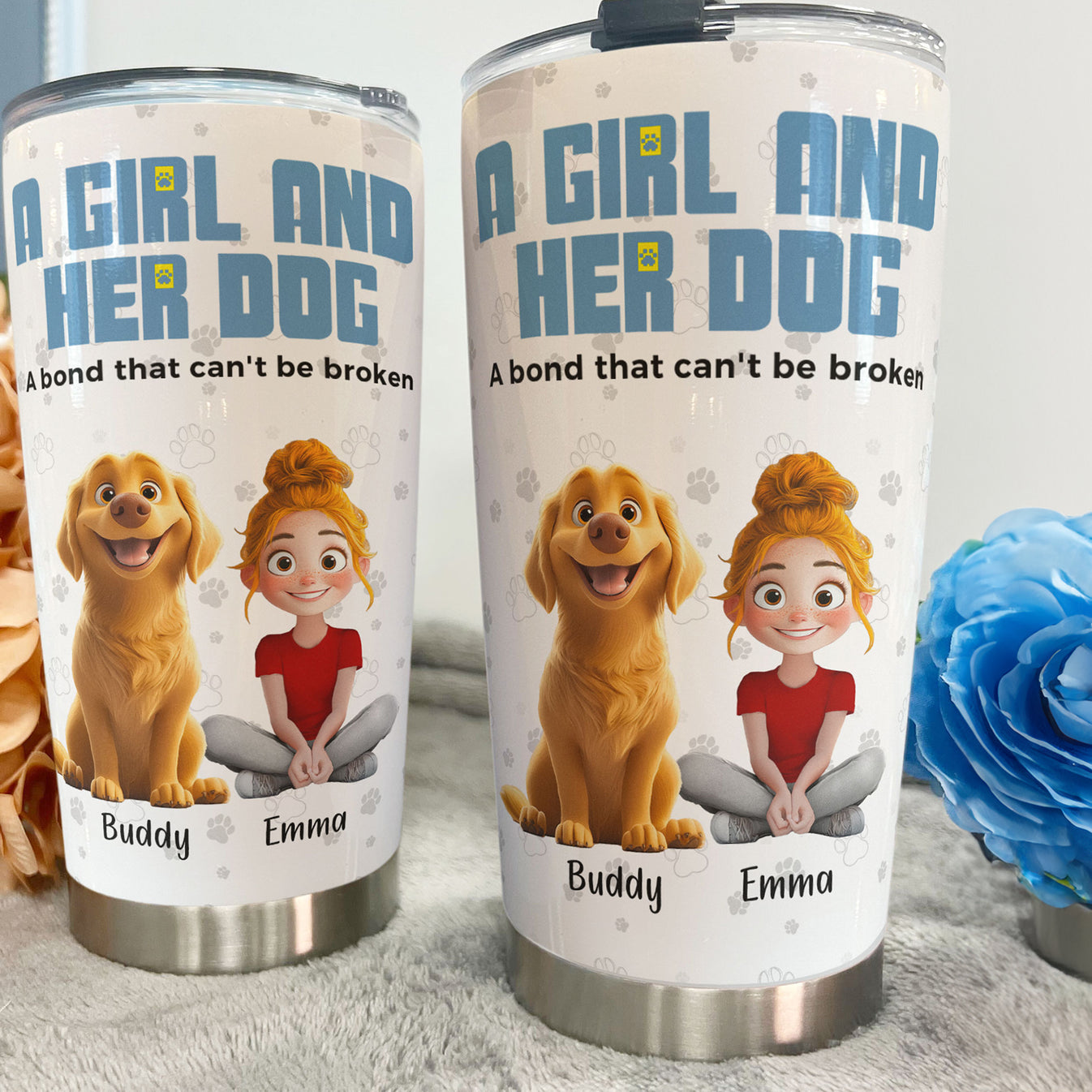 A Girl & Her Dogs Has Unbreakable Bond - Personalized Tumbler Cup ...