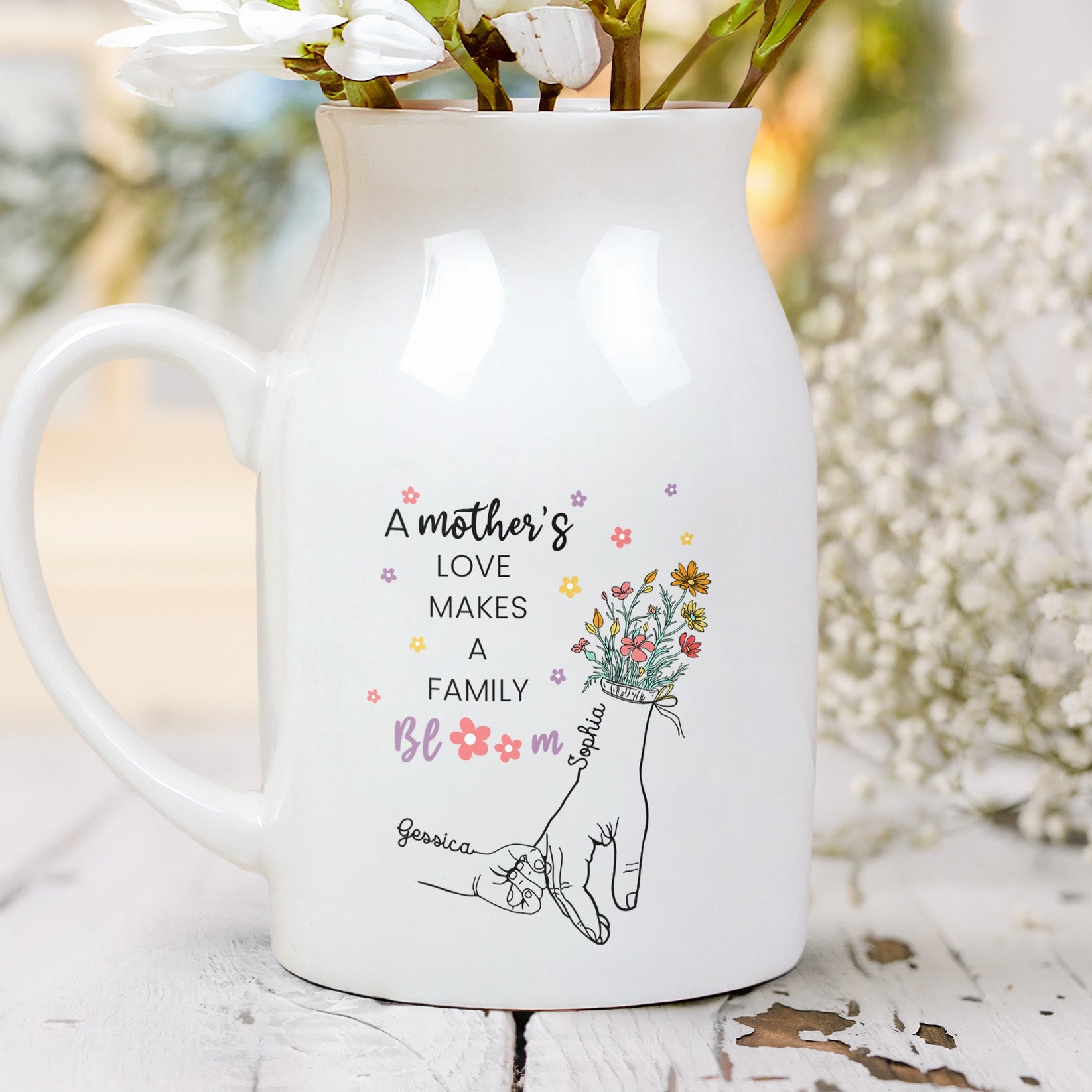 A Mother's Love Makes A Family Bloom - Personalized Ceramic Flower Vase ...