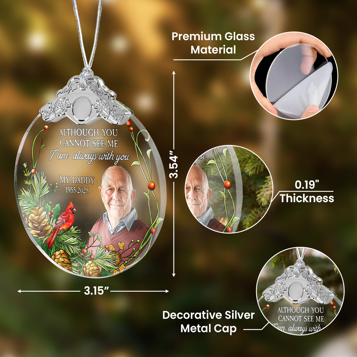 Although You Cannot See Me I'm Always With You - Personalized Glass Ph ...