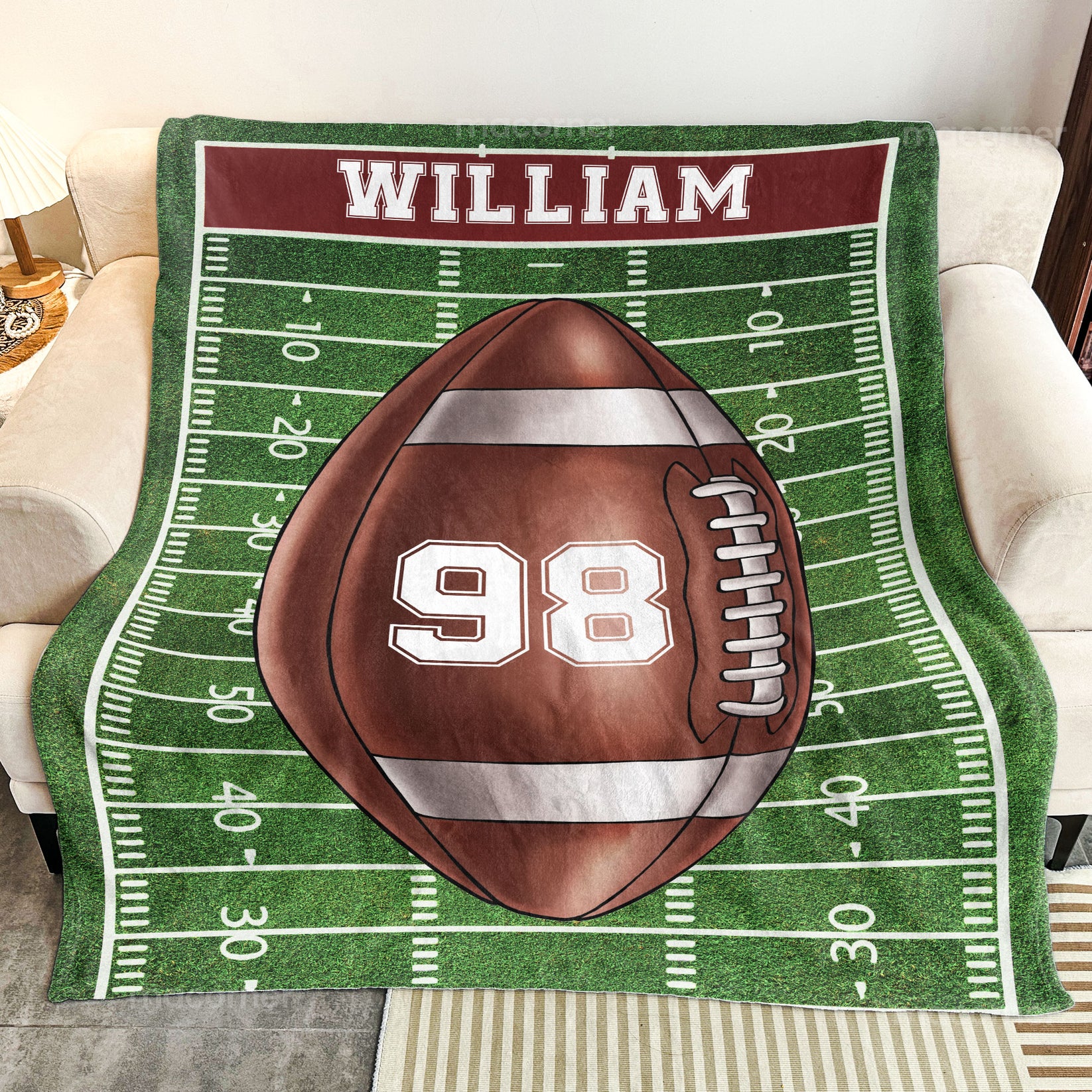 American Football Field Custom Name - Personalized Blanket – Macorner