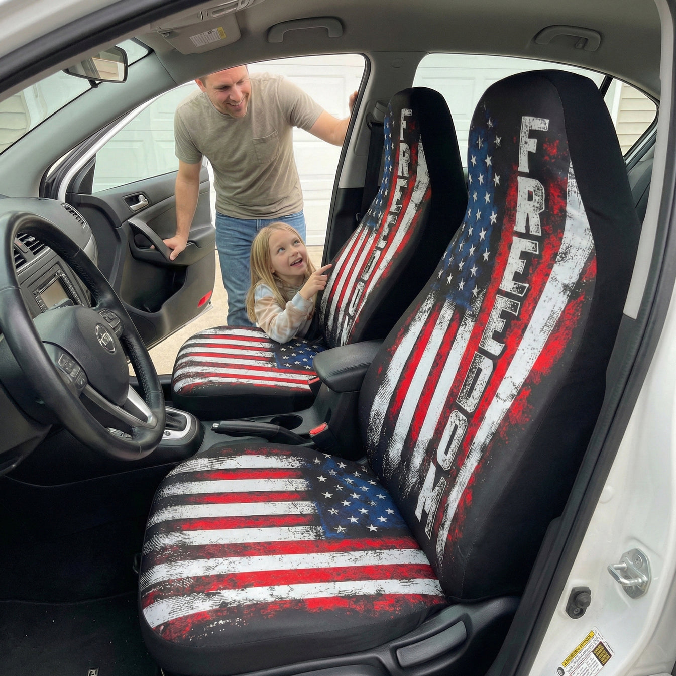 American Freedom Flag Patriotic Design - Personalized Car Seat Cover ...