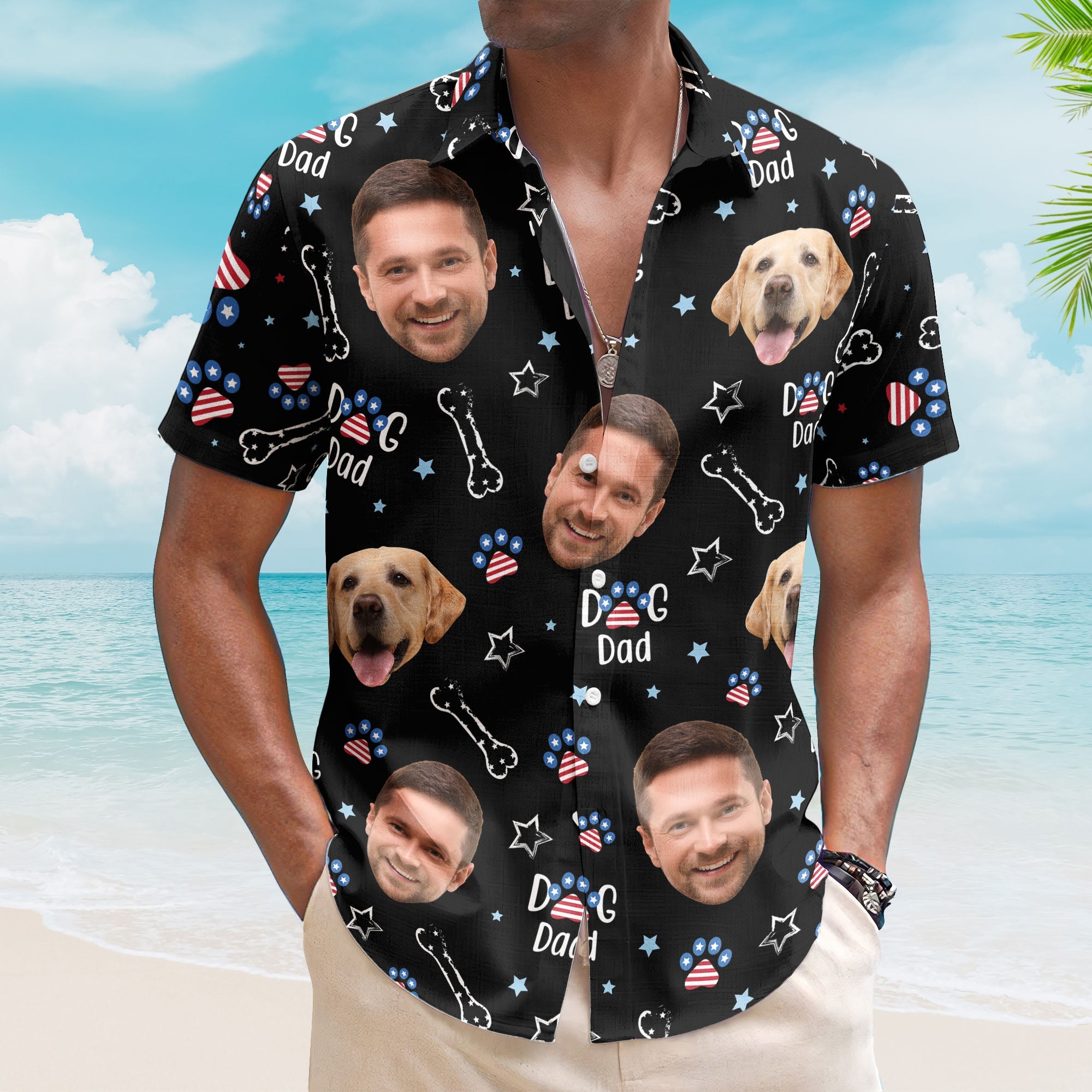 American Independence Day With Paw Print - Personalized Photo Hawaiian ...