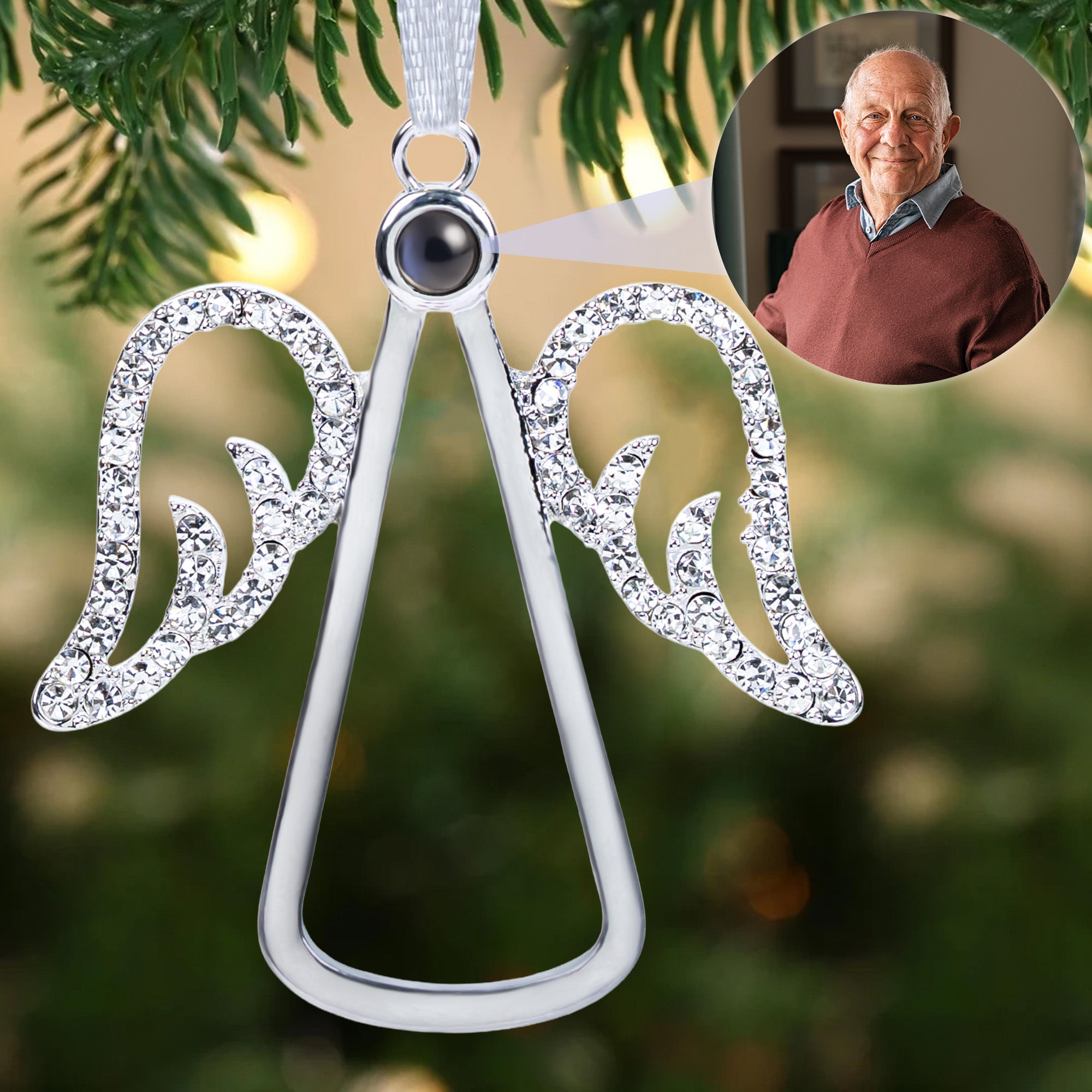 Angel-Shaped Keepsake - Personalized Photo Projection Ornament – Macorner