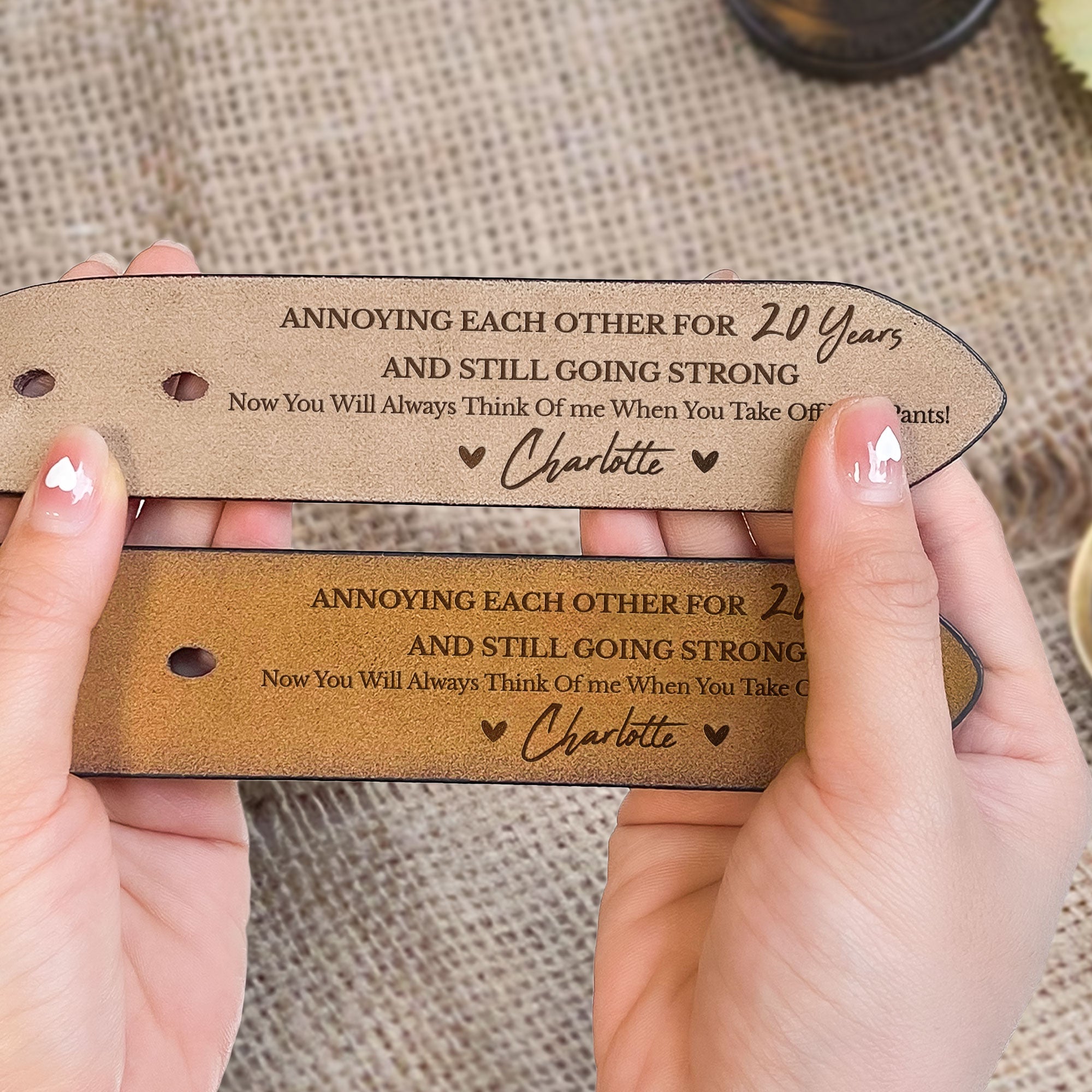 Annoying Each Other For Many Years - Personalized Engraved Leather Belt ...