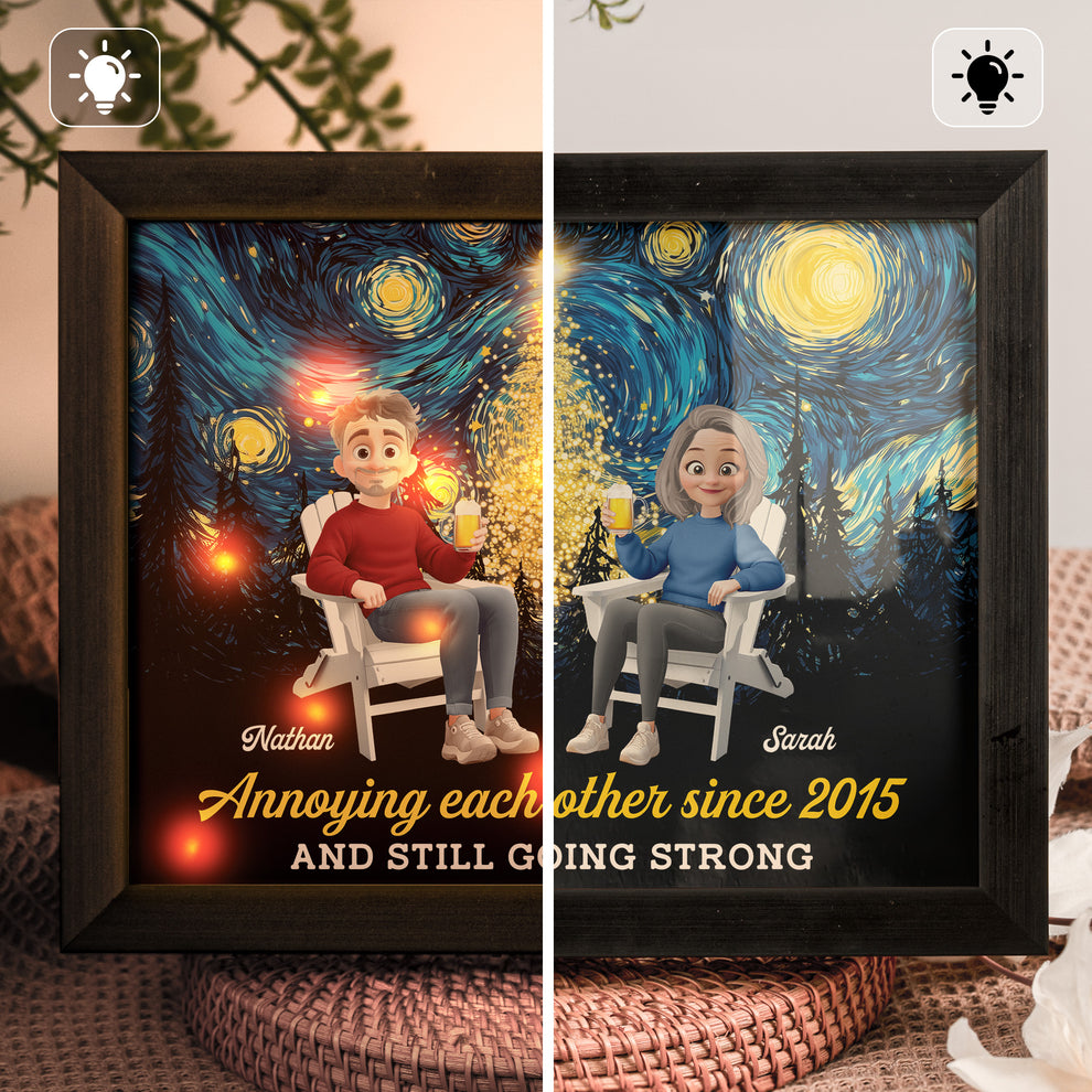 Annoying Each Other Since And Still Going Strong - Personalized LED Shadow Box – Macorner