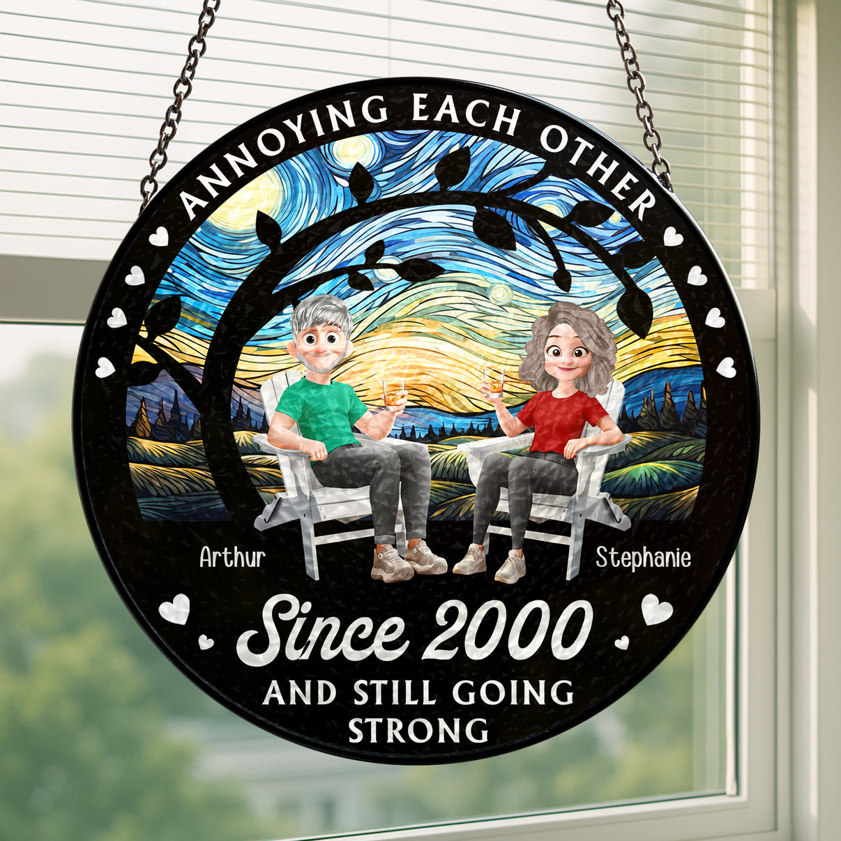 Annoying Each Other Since - Personalized Stained Glass Window Hanging ...