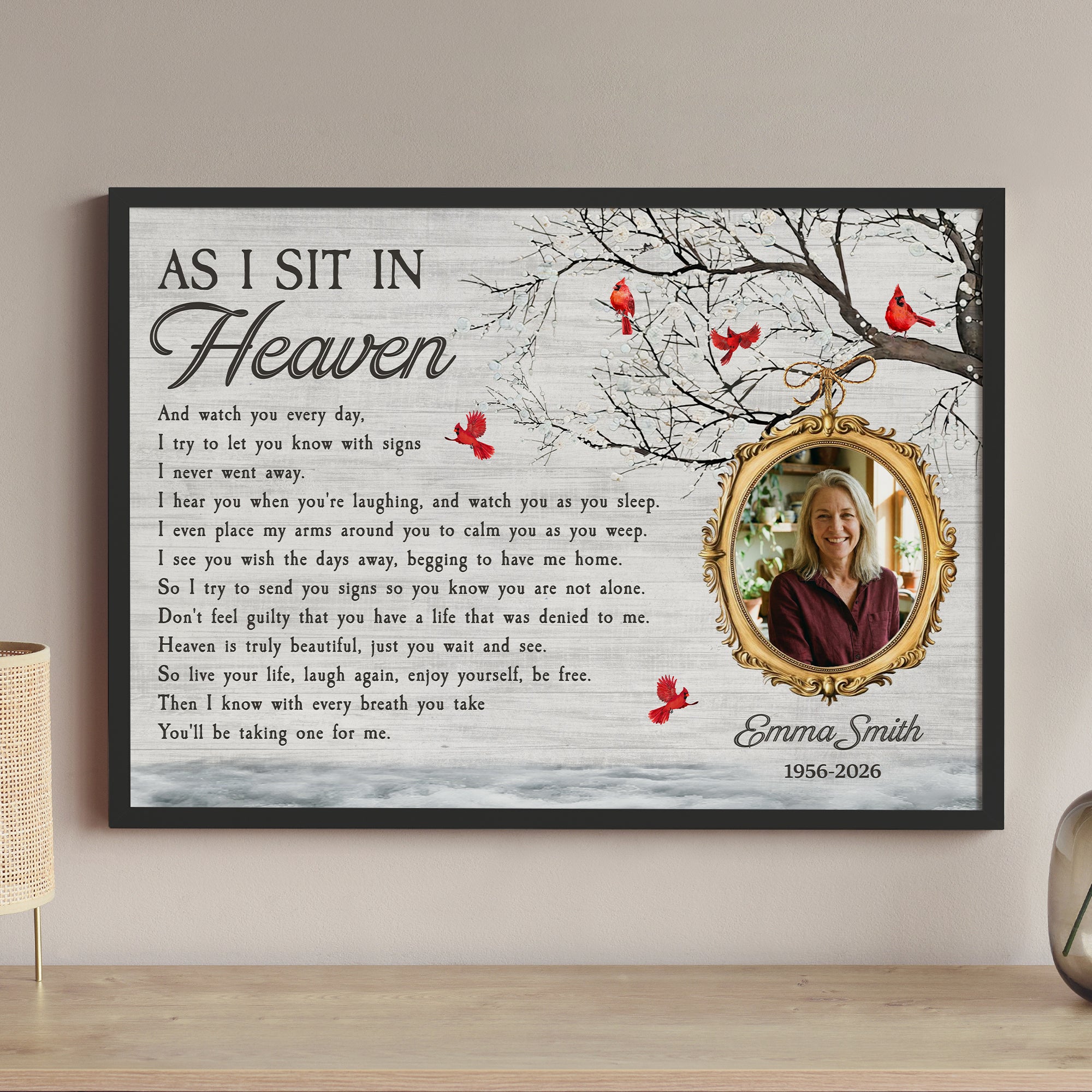 As I Sit In Heaven Memorial Gifts - Personalized Photo Poster/Canvas ...