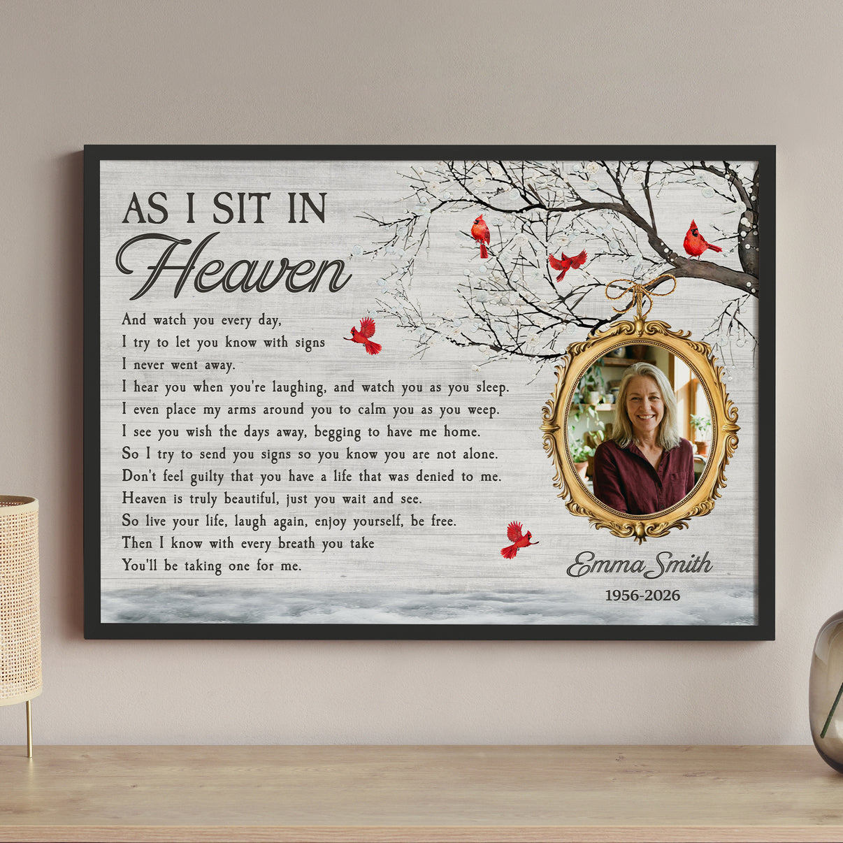 As I Sit In Heaven Memorial Gifts - Personalized Photo Poster/Canvas ...