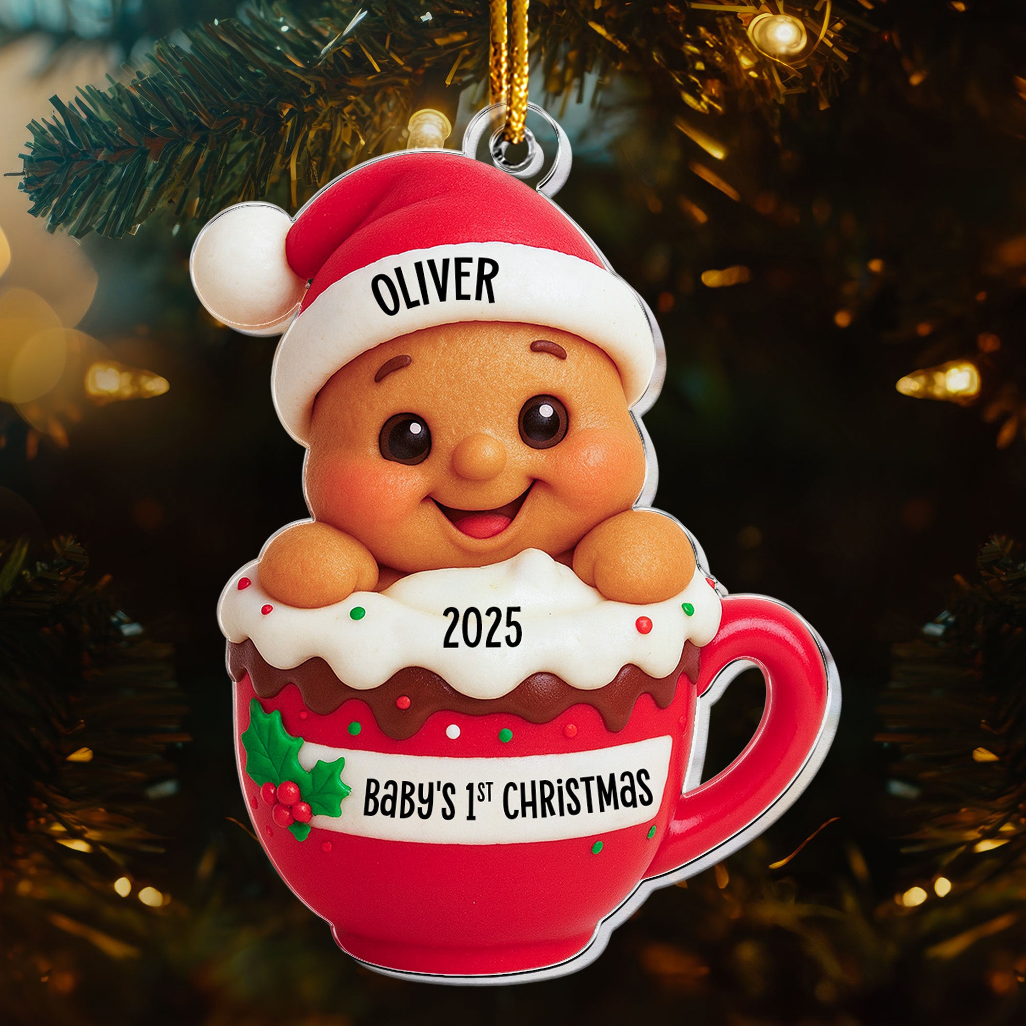 Baby's 1st Christmas Cute Little Gingerbread - Personalized Acrylic Or ...