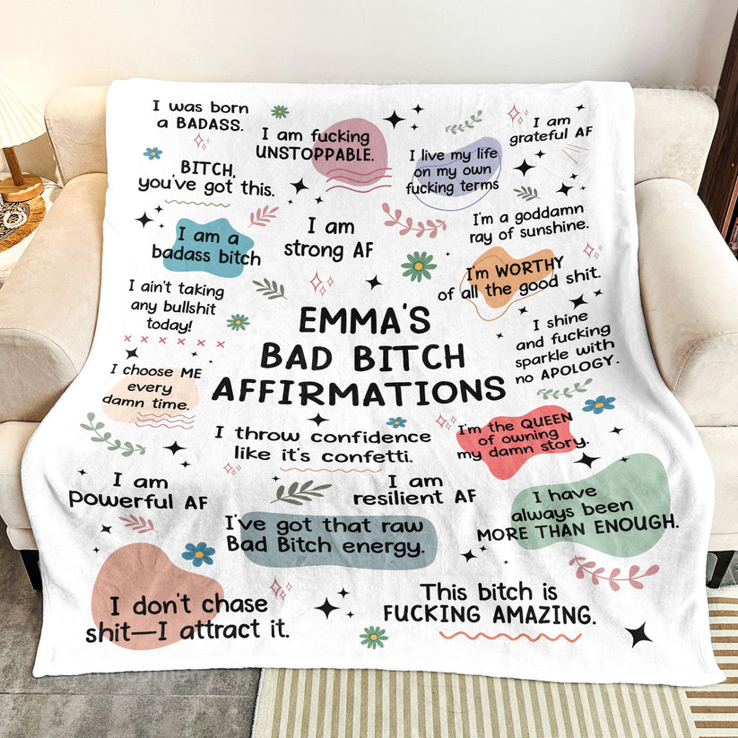 Bad B*tch Affirmations Blanket - Personalized Blanket – Macorner