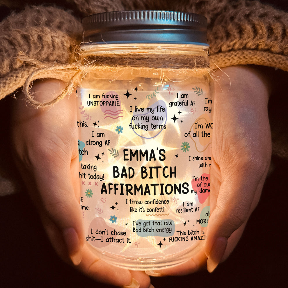 Bad B*tch Affirmations - Personalized Mason Jar Light – Macorner