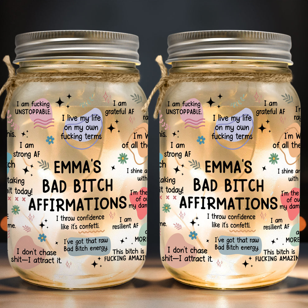 Bad B*tch Affirmations - Personalized Mason Jar Light – Macorner