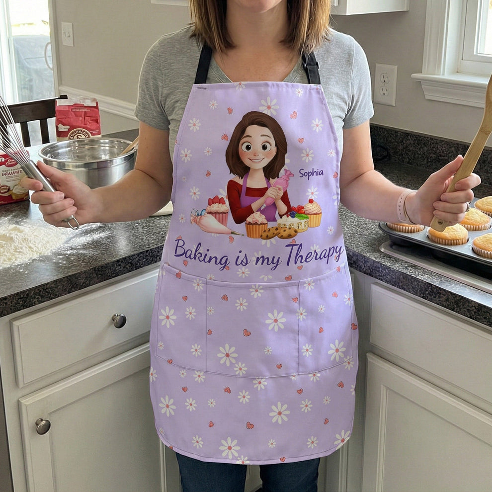 Baking Is My Therapy - Personalized Apron – Macorner