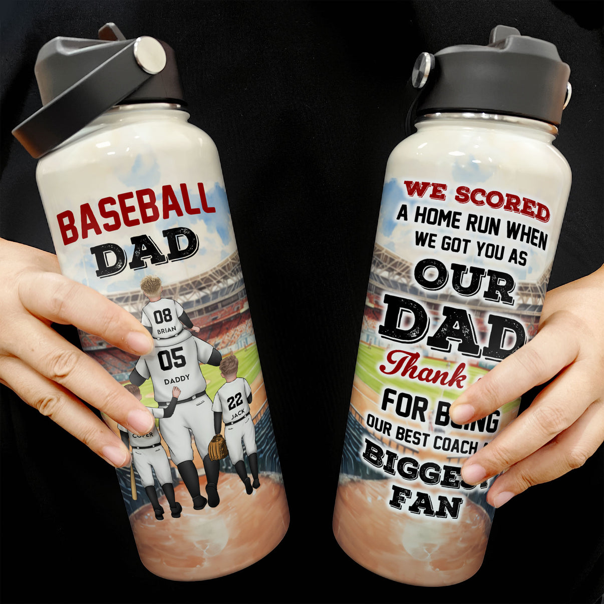 Baseball Dad We Scored A Home Run - Personalized Stainless Steel Water ...