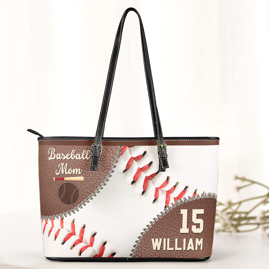Baseball Mom - Personalized Leather Tote Bag – Macorner