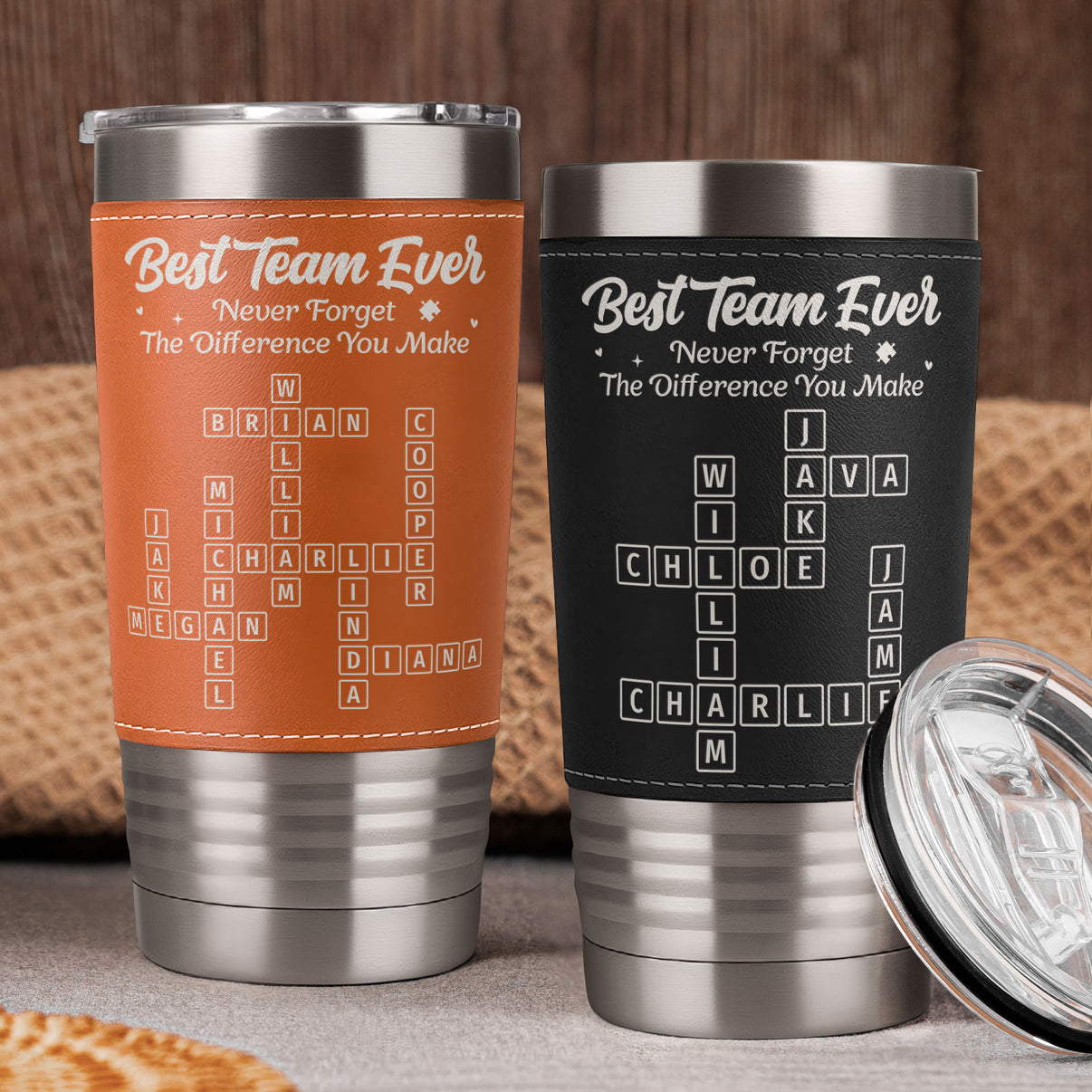 Best Team Ever Scrabble - Personalized 20oz Leather Wrapped Tumbler ...