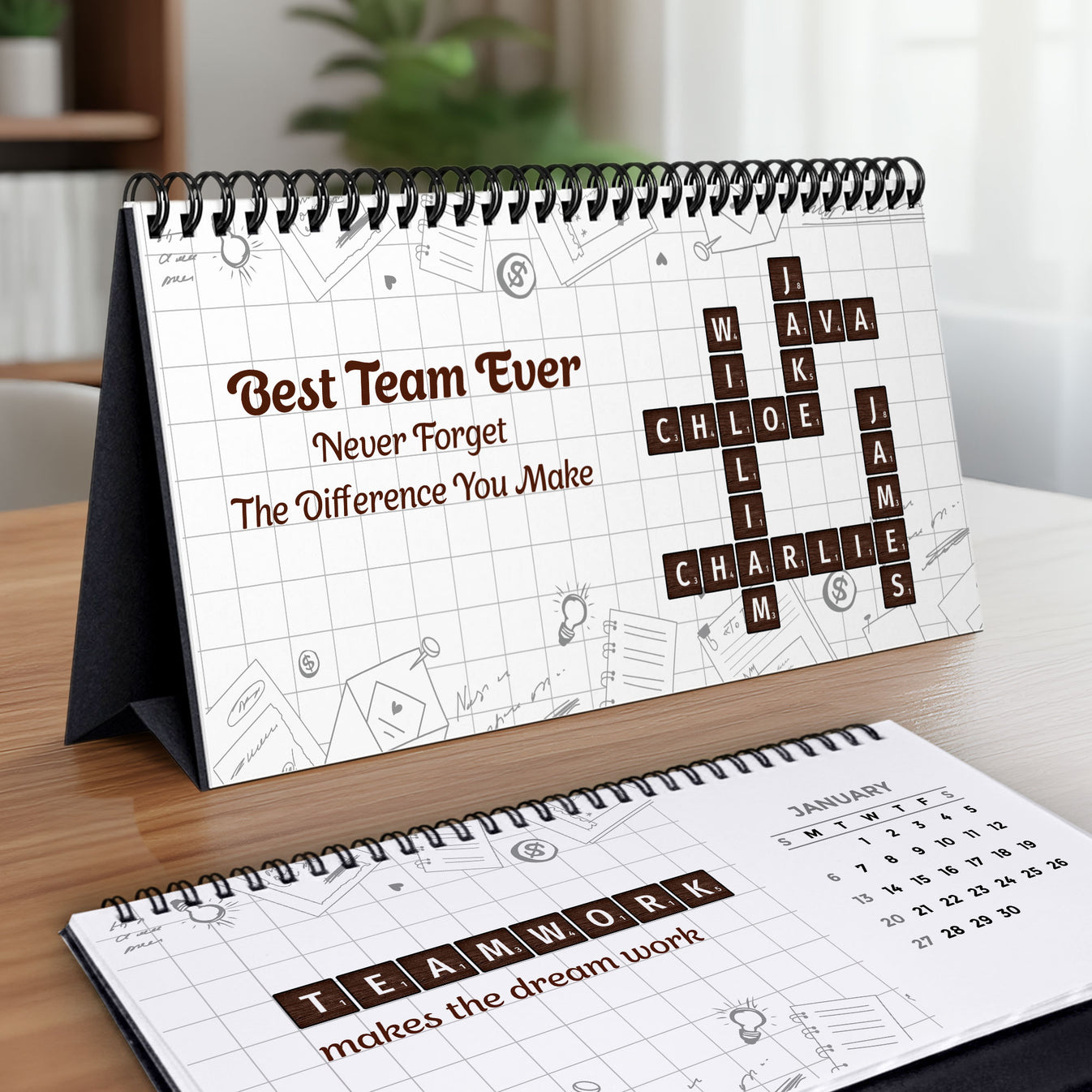 Best Team Ever Scrabble - Personalized Standing Desk Calendar – Macorner