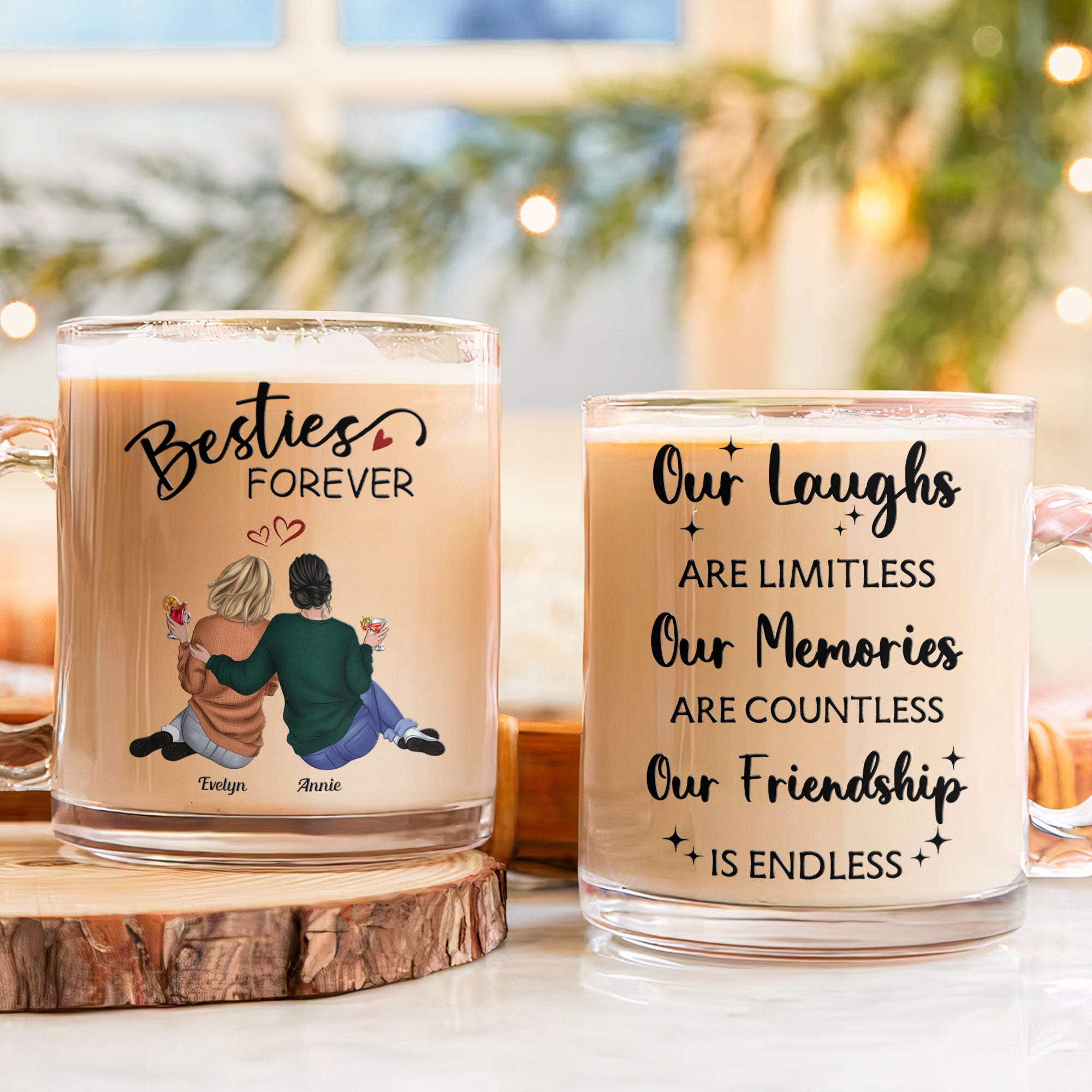 Bestie Mug Our Laughs Are Limitless - Personalized Glass Mug – Macorner