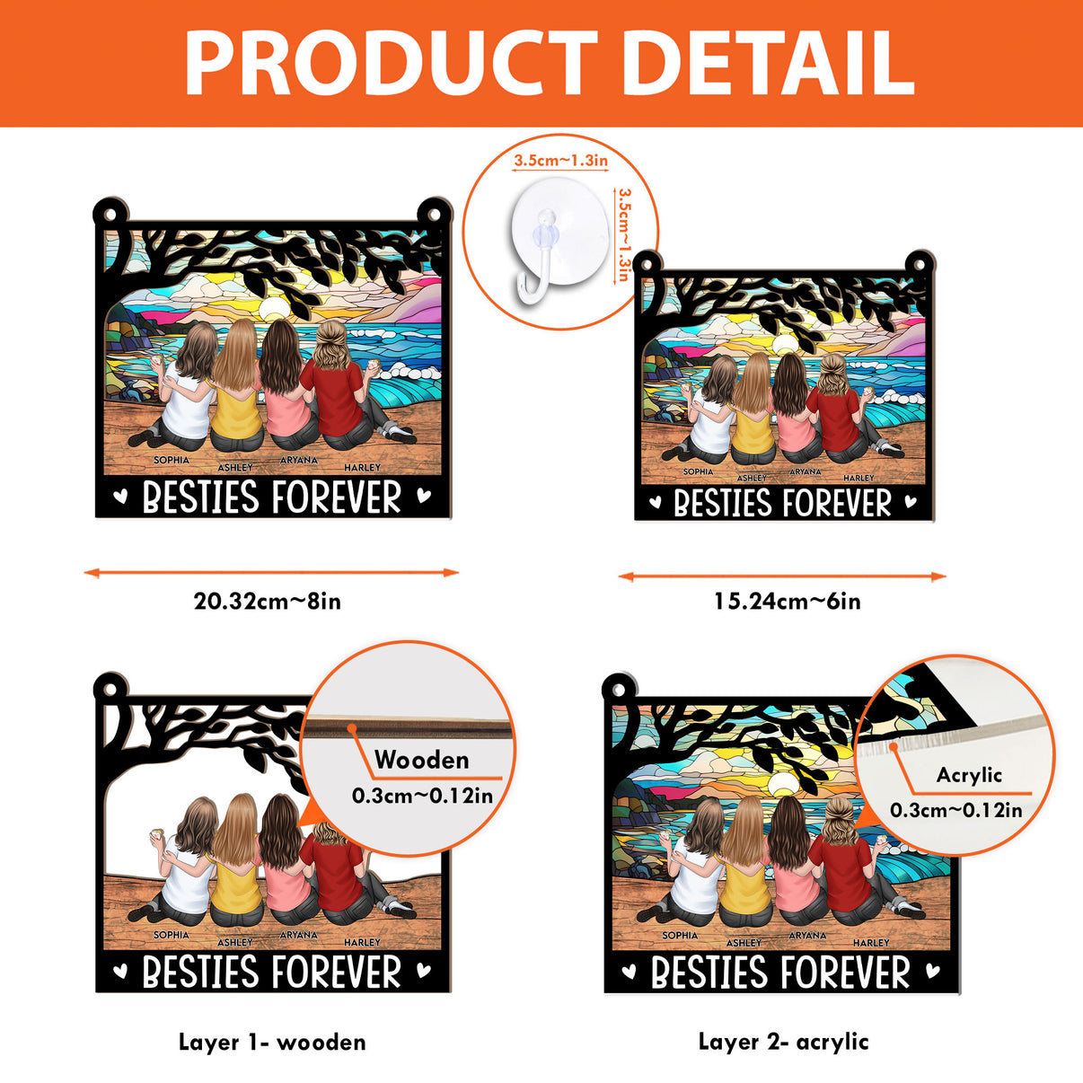 Besties Forever - Tree Version - Personalized Window Hanging Suncatcher ...