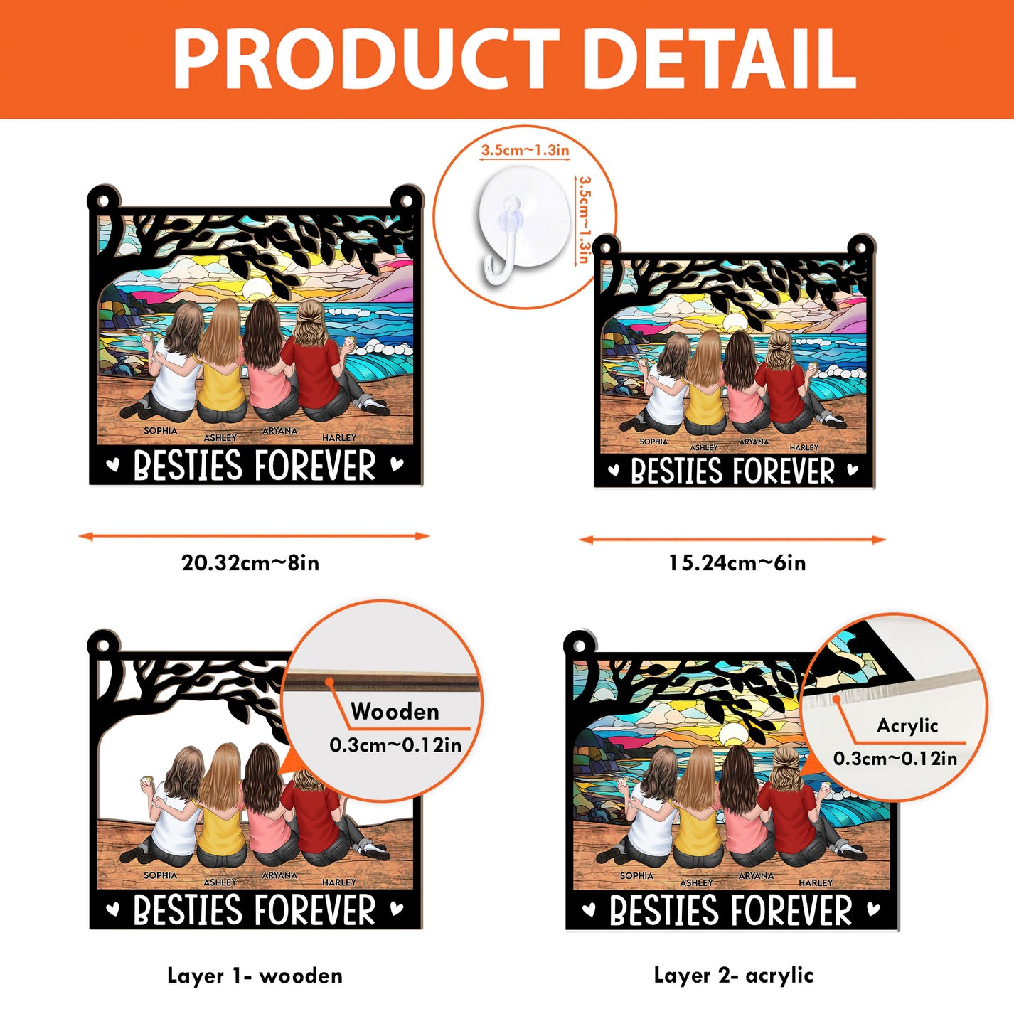 Besties Forever - Tree Version - Personalized Window Hanging Suncatcher ...