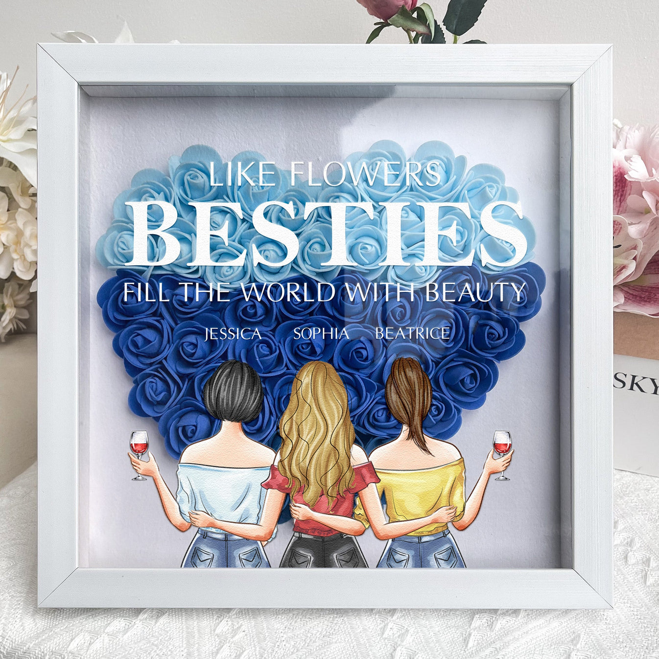 Besties Like Flowers - Personalized Flower Shadow Box – Macorner
