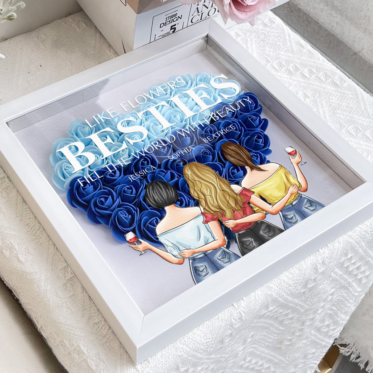 Besties Like Flowers - Personalized Flower Shadow Box – Macorner
