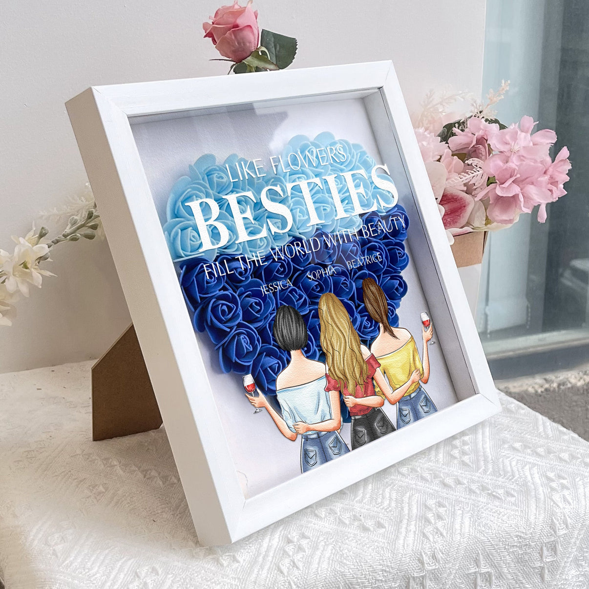Besties Like Flowers - Personalized Flower Shadow Box – Macorner