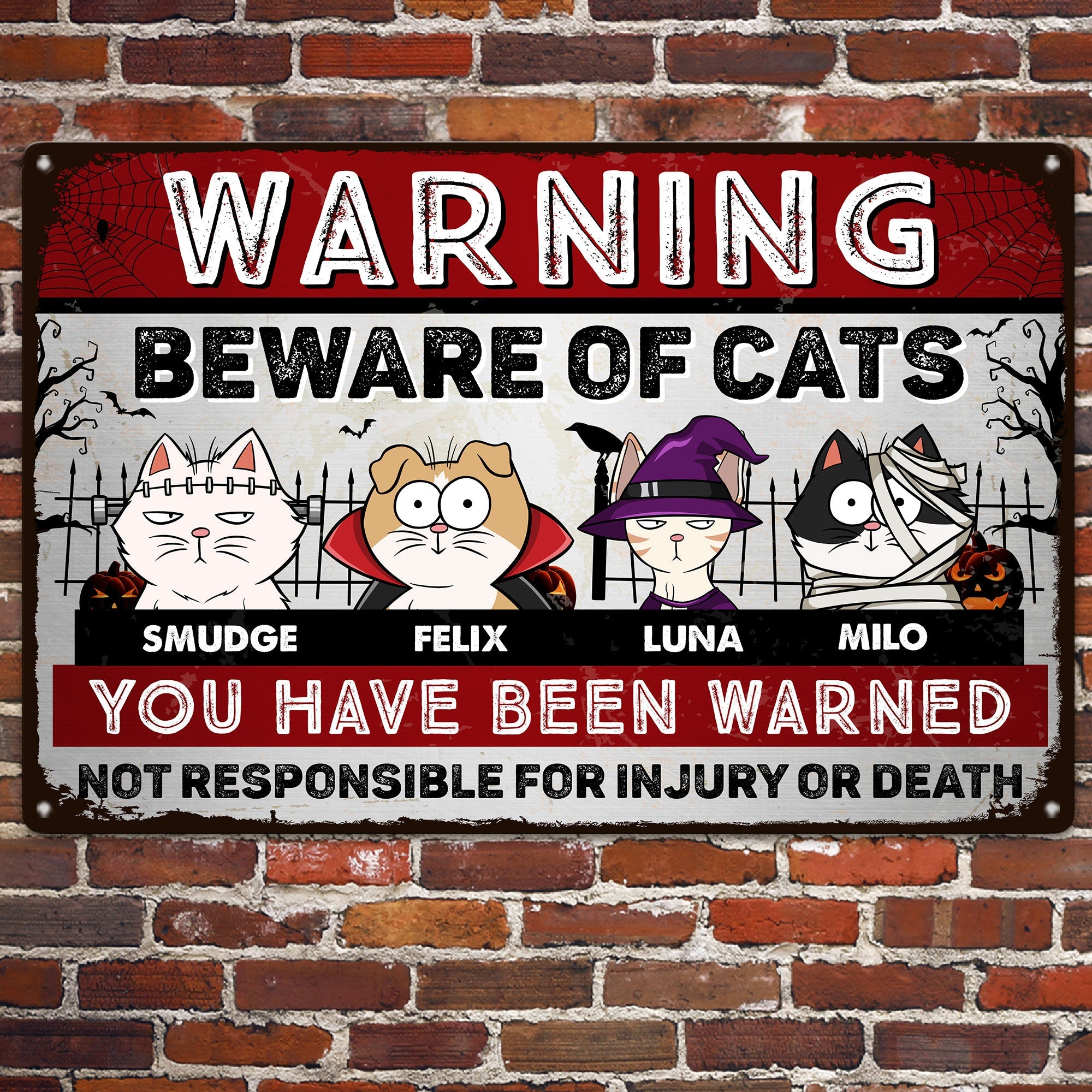 Beware Of Cats - Personalized Metal Sign – Macorner