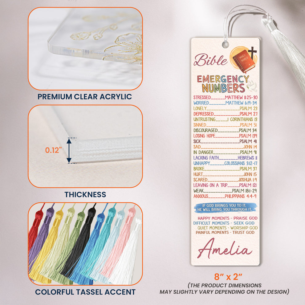 Bible Emergency Numbers - Custom Acrylic Bookmark – Macorner