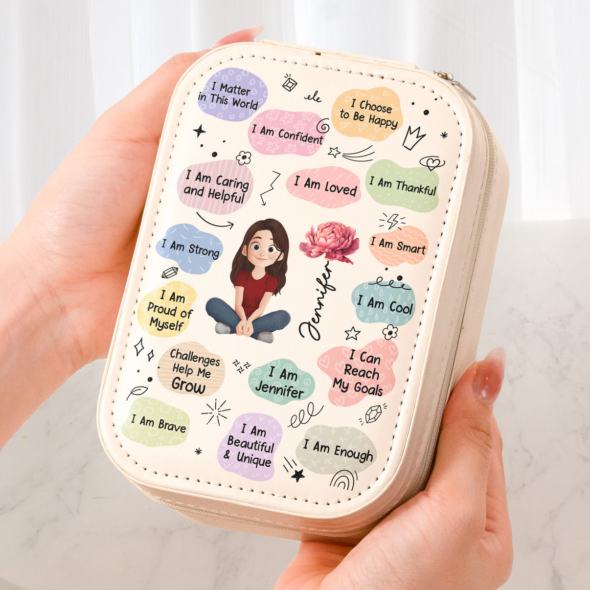 Birth Flower Affirmation - Custom Makeup Box With LED Mirror – Macorner