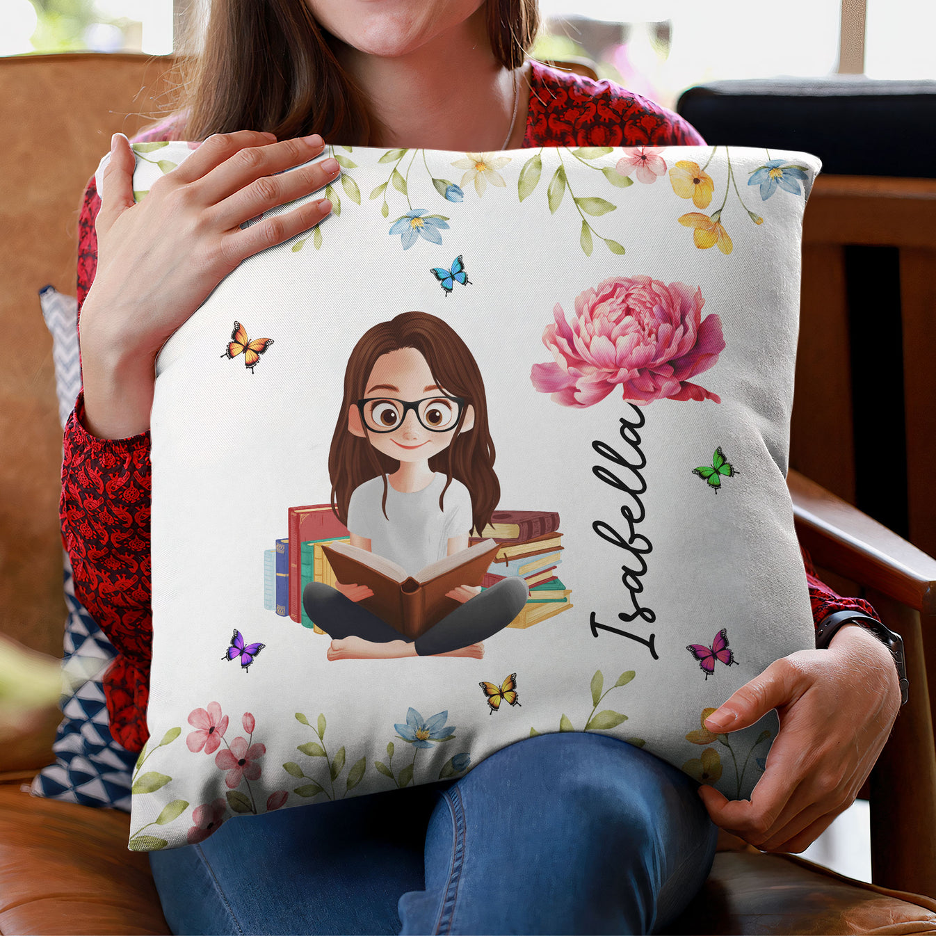 Birth Flower Book Lovers - Personalized Pillow (Insert Included) – Macorner