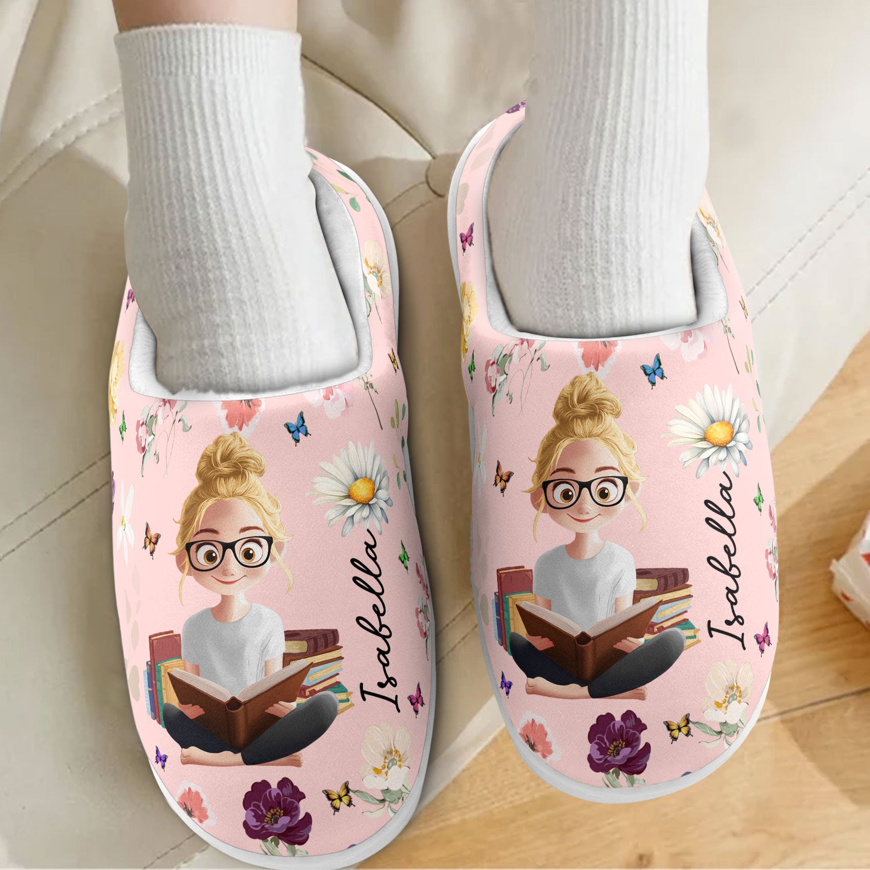 Birth Flower Book Lovers - Personalized Slippers – Macorner