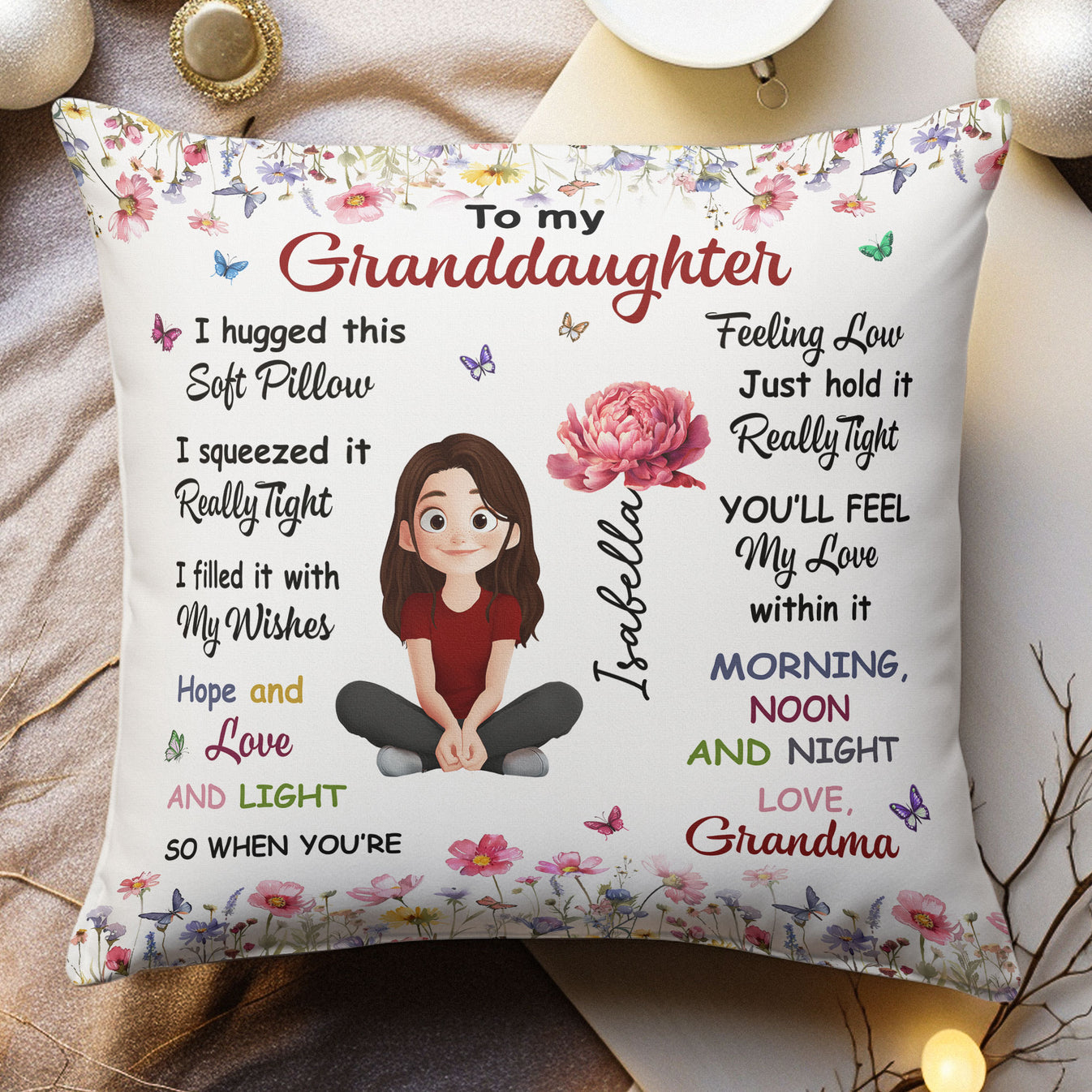 Birth Flower Kid Hug This - Personalized Pillow (Insert Included ...