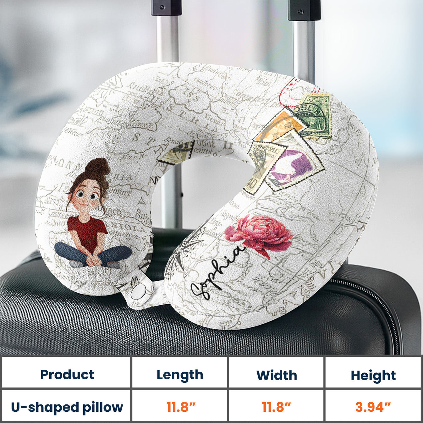 Birth Flower Self Gift - Personalized U-Shaped Travel Neck Pillow ...