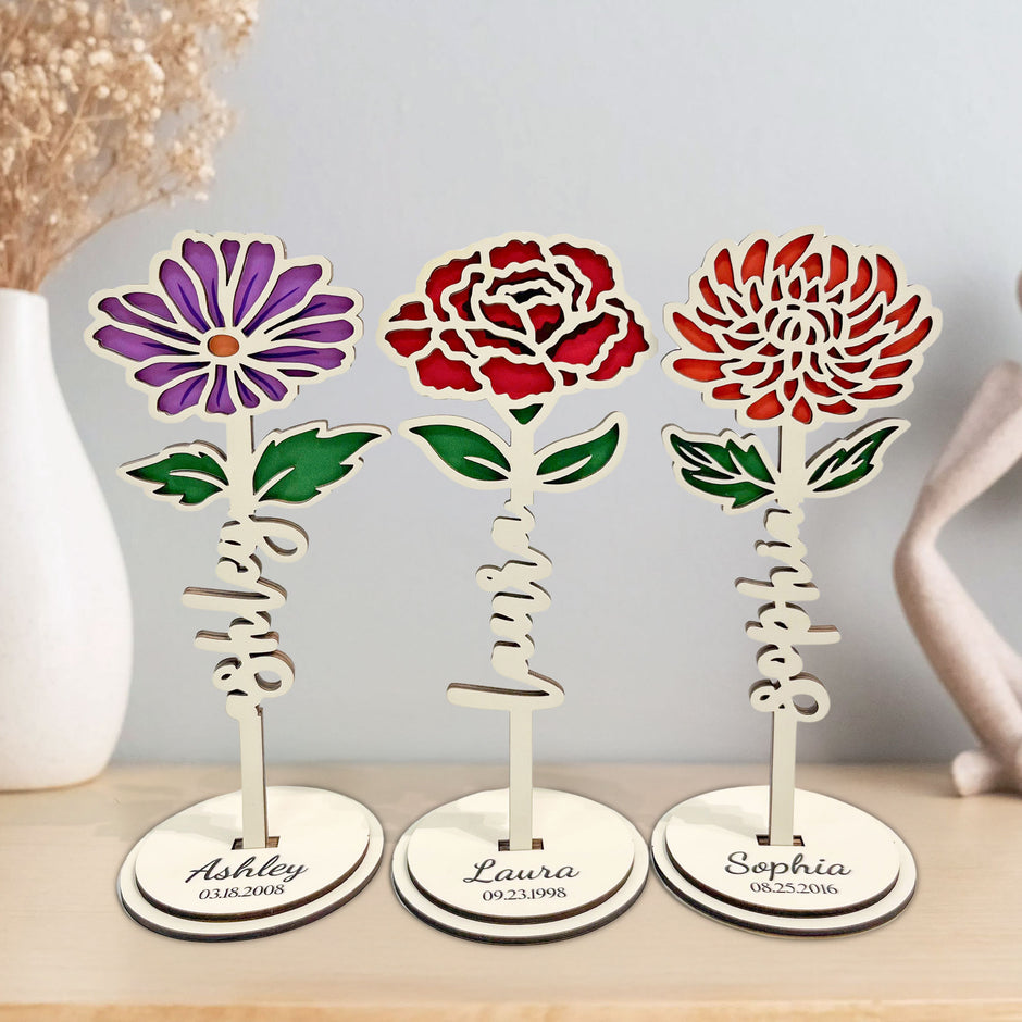 Birth Month Flower - Personalized Wooden Birth Flower – Macorner