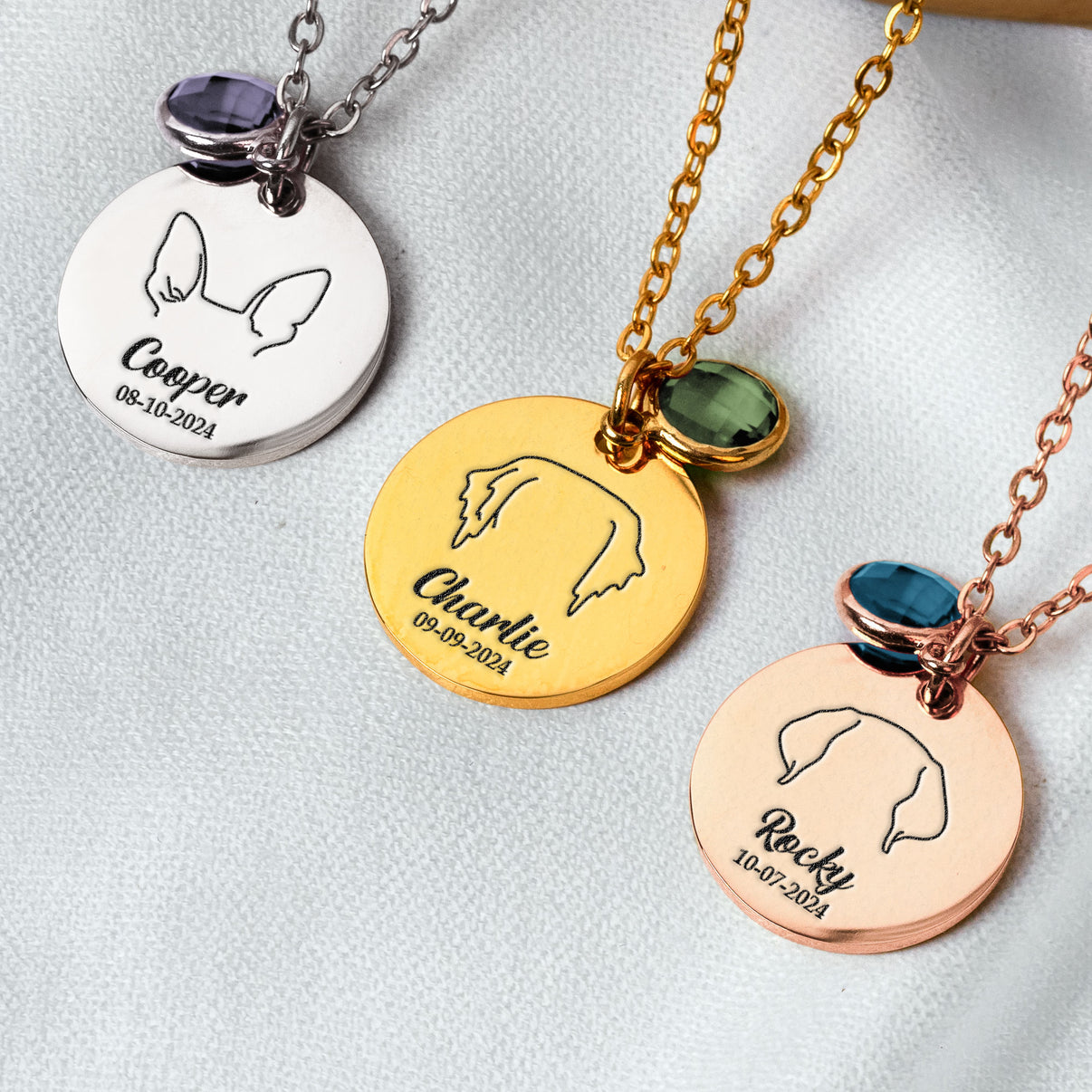 Birthstone Necklace Custom Dog And Name - Personalized Birthstone ...