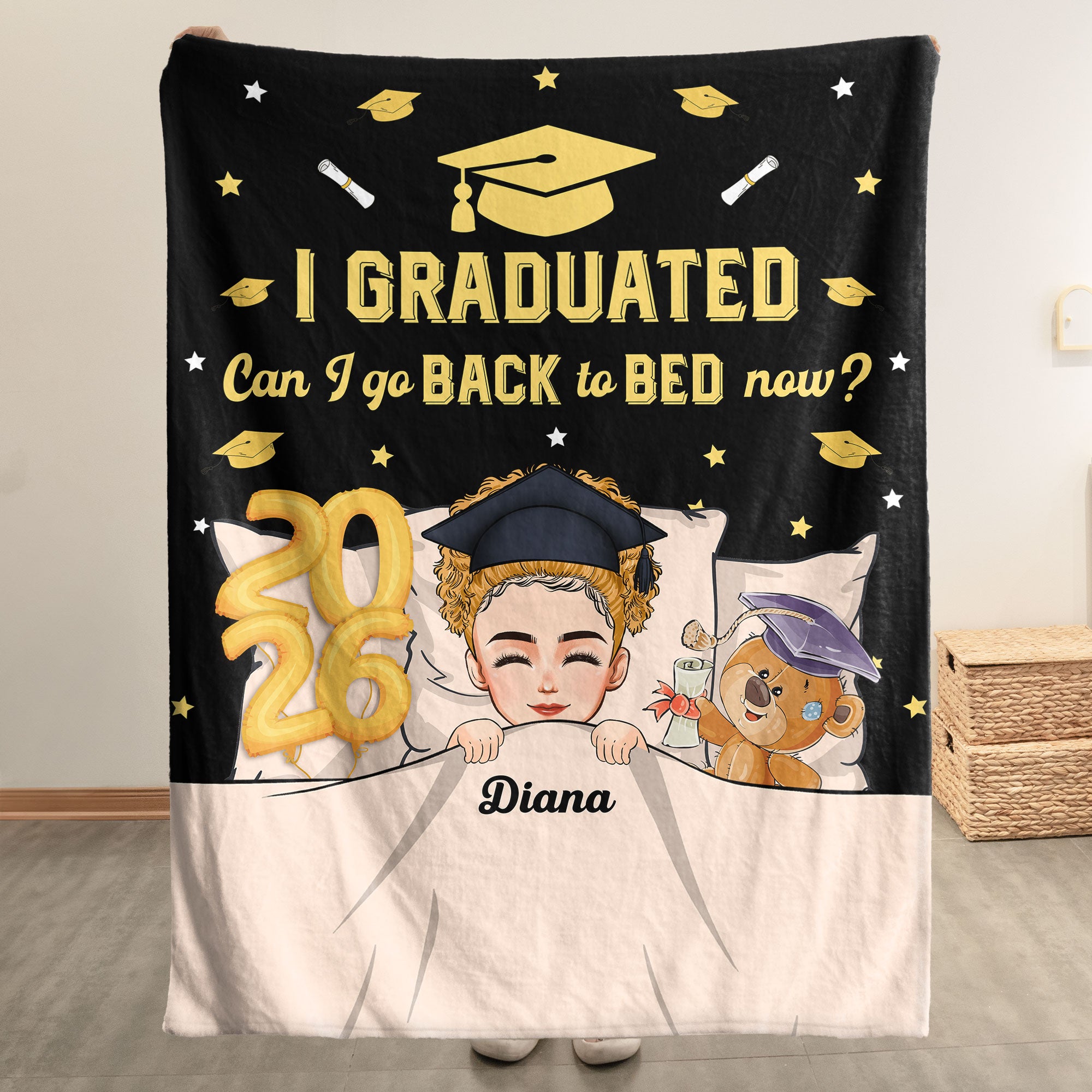 Blanket Graduation Can I Go Back To Bed Now - Personalized Blanket ...