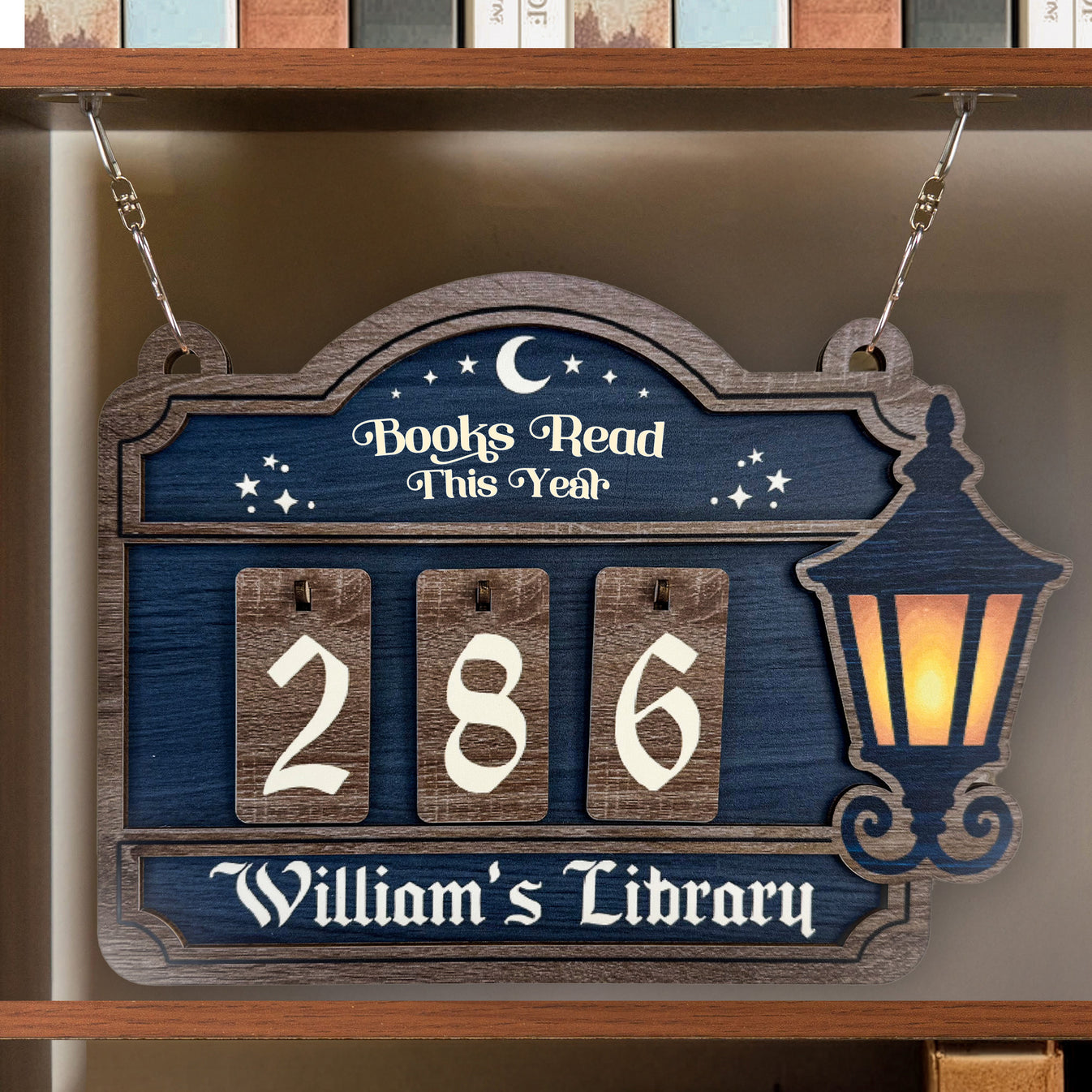 Books Read, Book Lover - Personalized Hanging Bookshelf Counter – Macorner