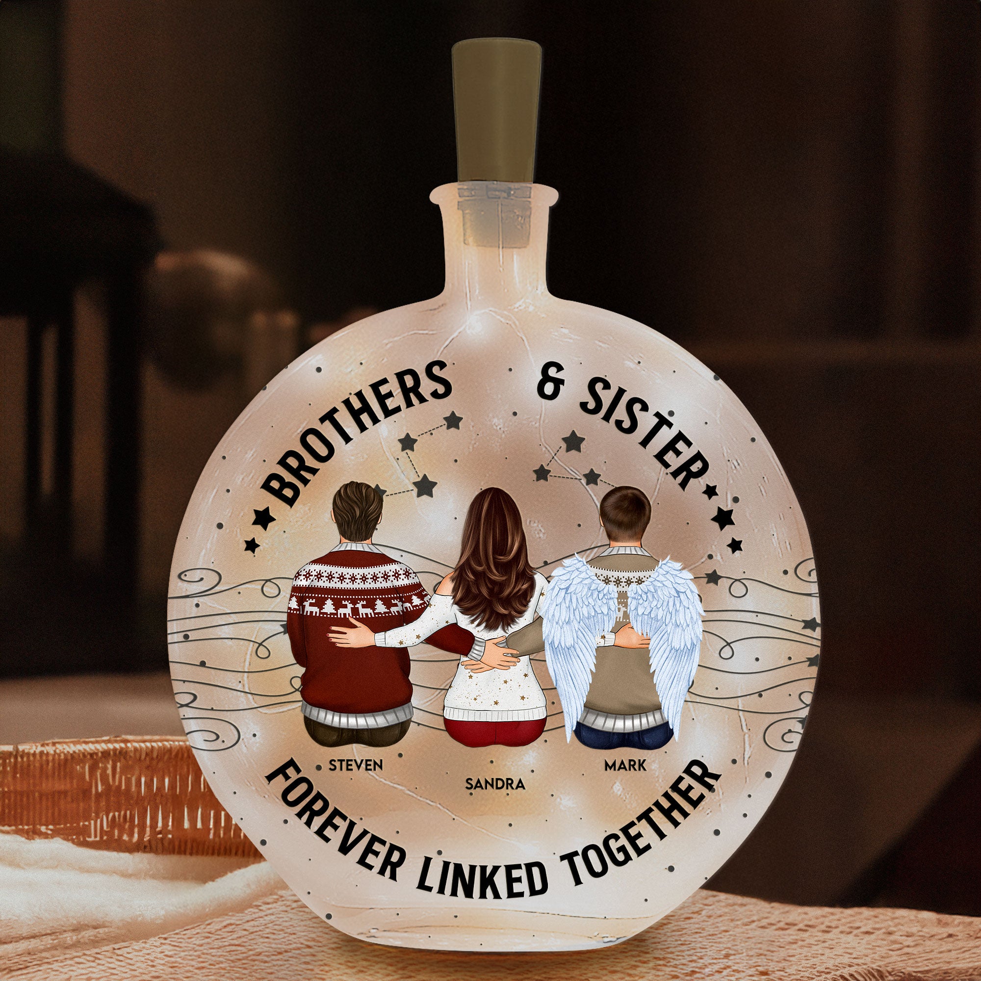 Brothers Sister Forever Linked Together - Personalized Round Flat Bott ...