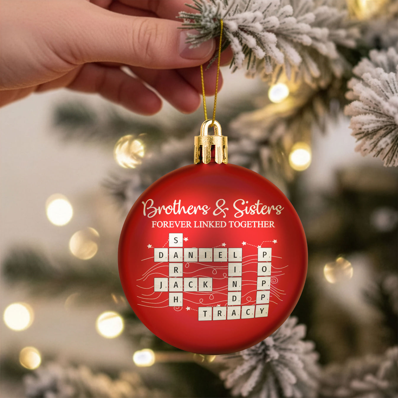 Brothers & Sisters Forever Linked Together Scrabble Christmas Ornament ...